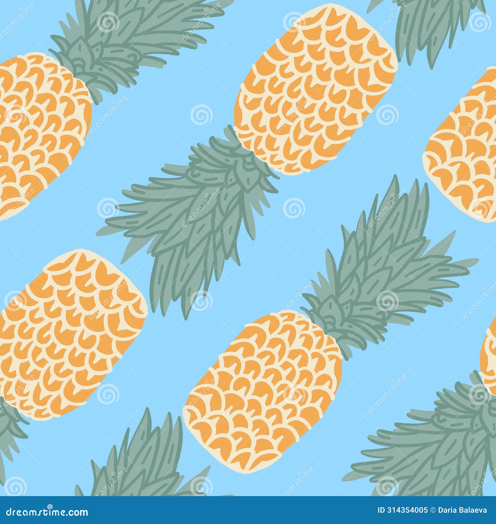 Pineapples Flat Design Seamless Pattern Stock Vector - Illustration of seamless, sweet: 314354005