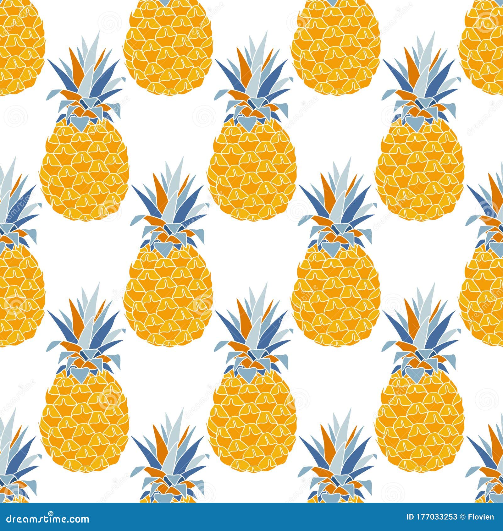 Pineapples Seamless Pattern. Cute Summer Print for Textiles. Vector ...