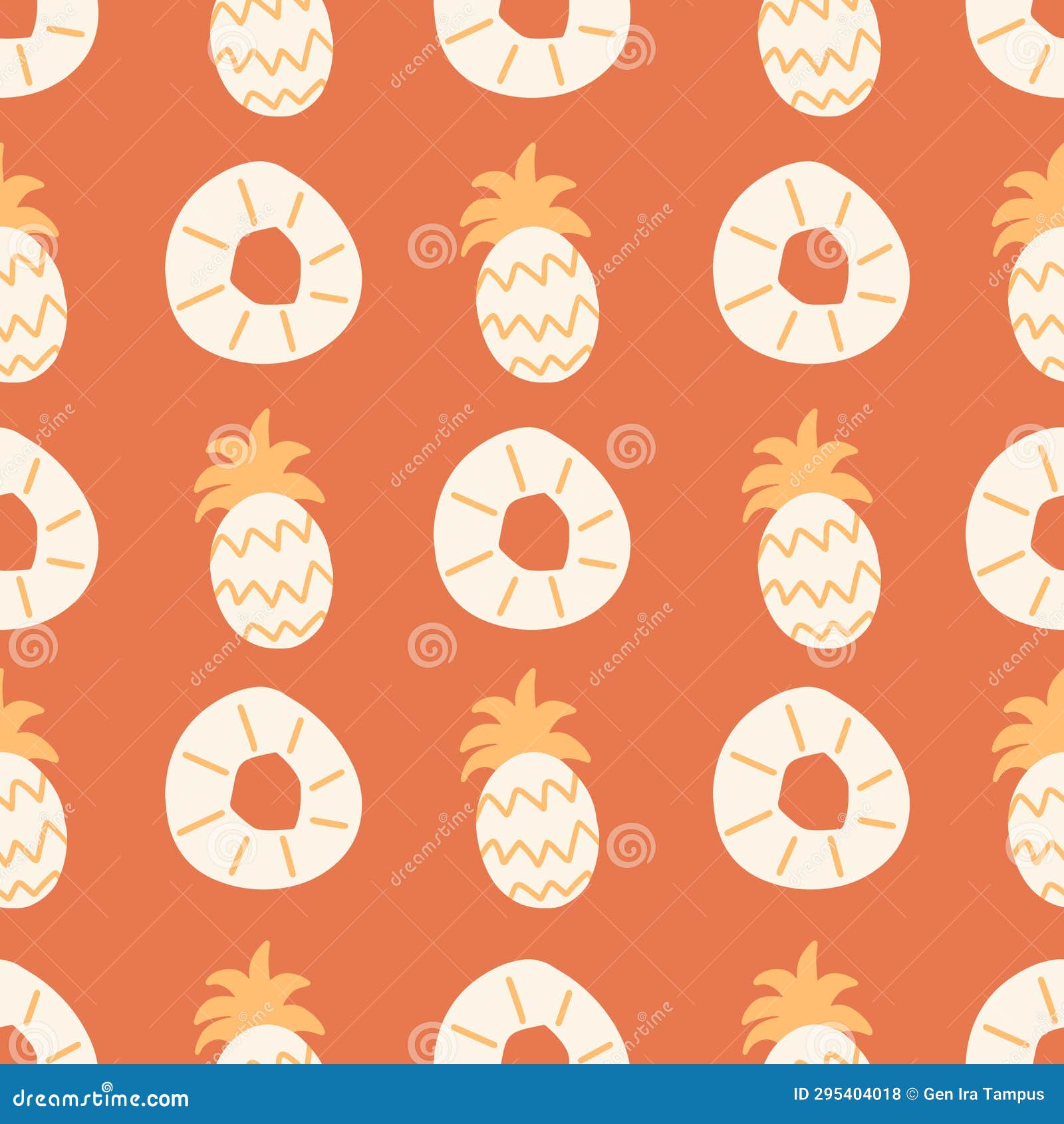 Pineapples Slices Fun Tropical Pattern Stock Vector - Illustration of ananas, food: 295404018