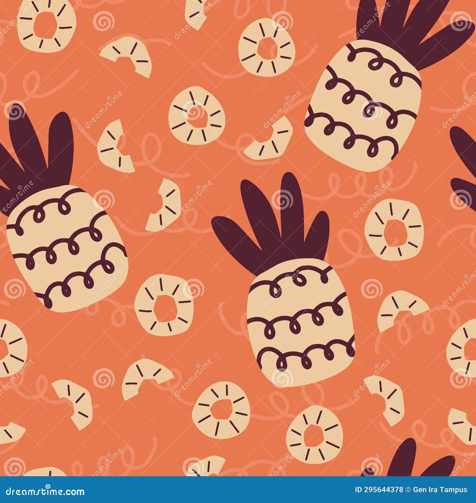 Pineapples Slices Fun Tropical Pattern Stock Vector - Illustration of fashion, yellow: 295644378