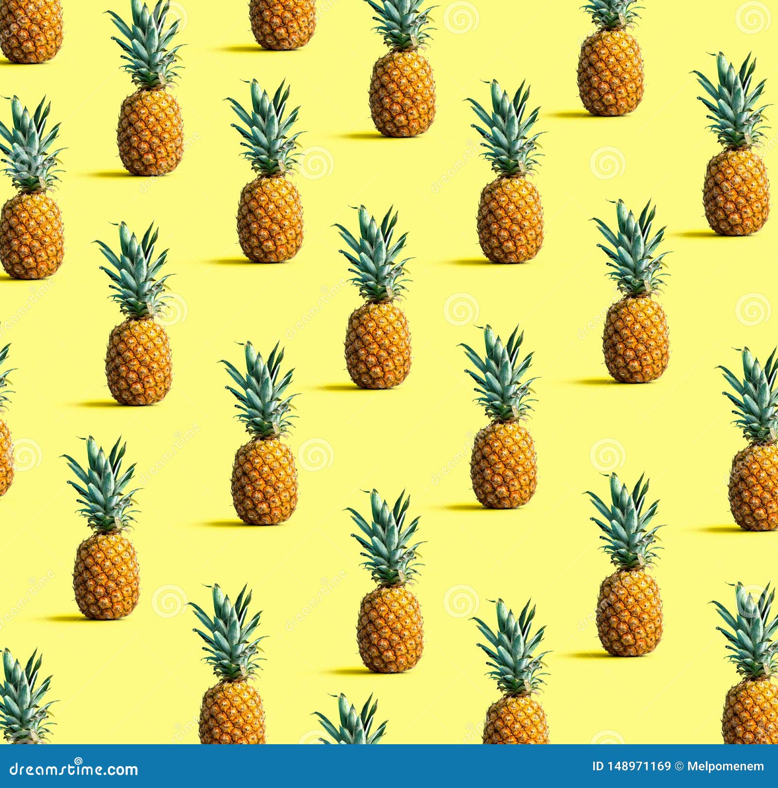Pineapples on a Solid Color Background Stock Illustration ...