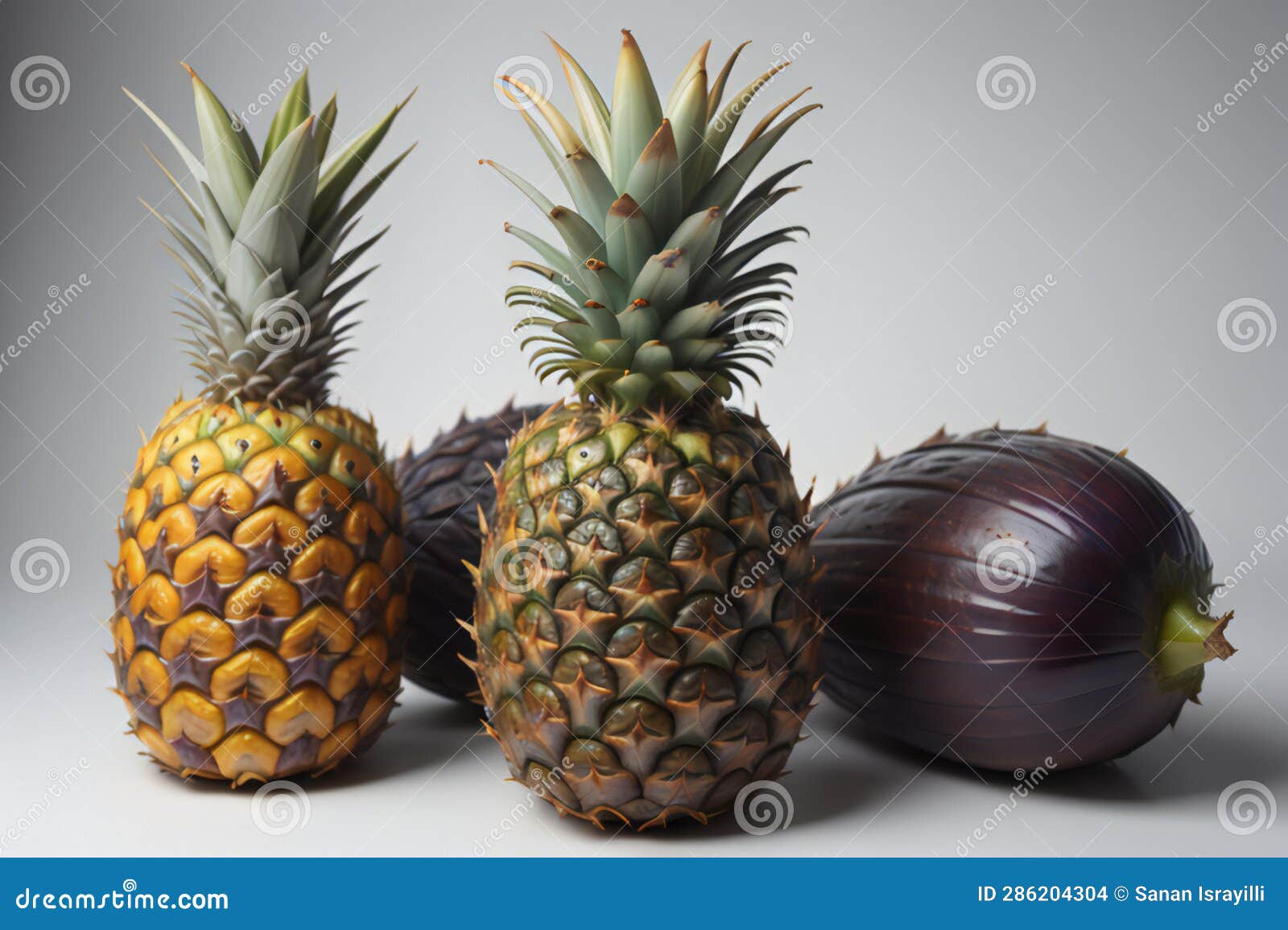 Pineapples on a White Background. Generative Aie Ai Stock Illustration - Illustration of fresh ...