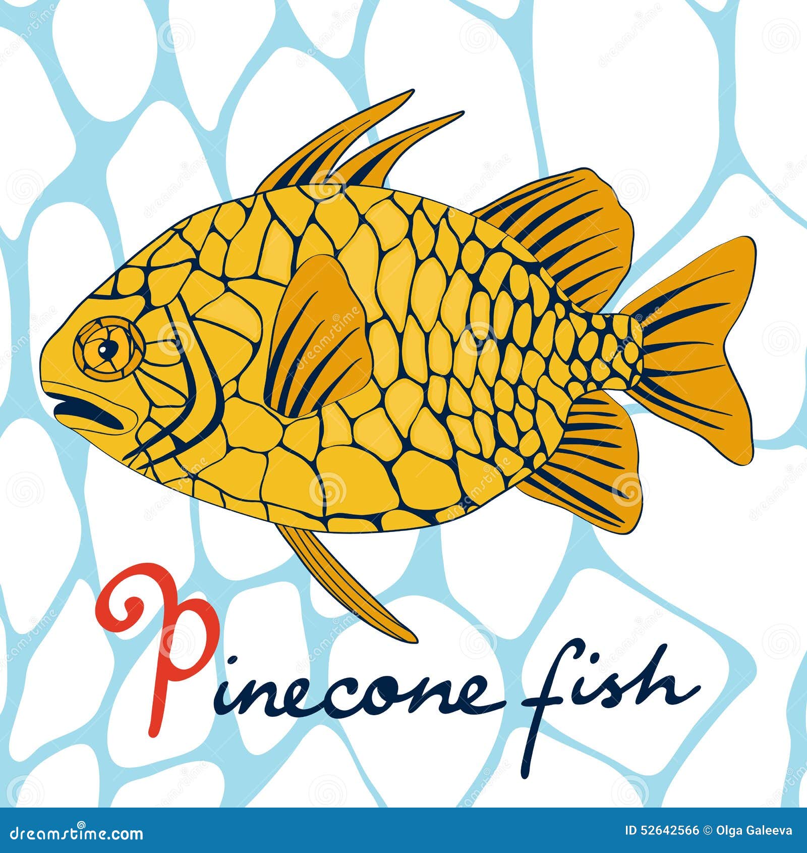 Pinecone fish stock vector. Illustration of culture, mascot - 52642566