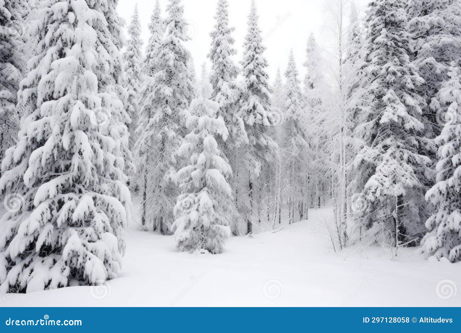 Pined Trees Heavy with Snow in Ski Resort Stock Photo - Image of ...