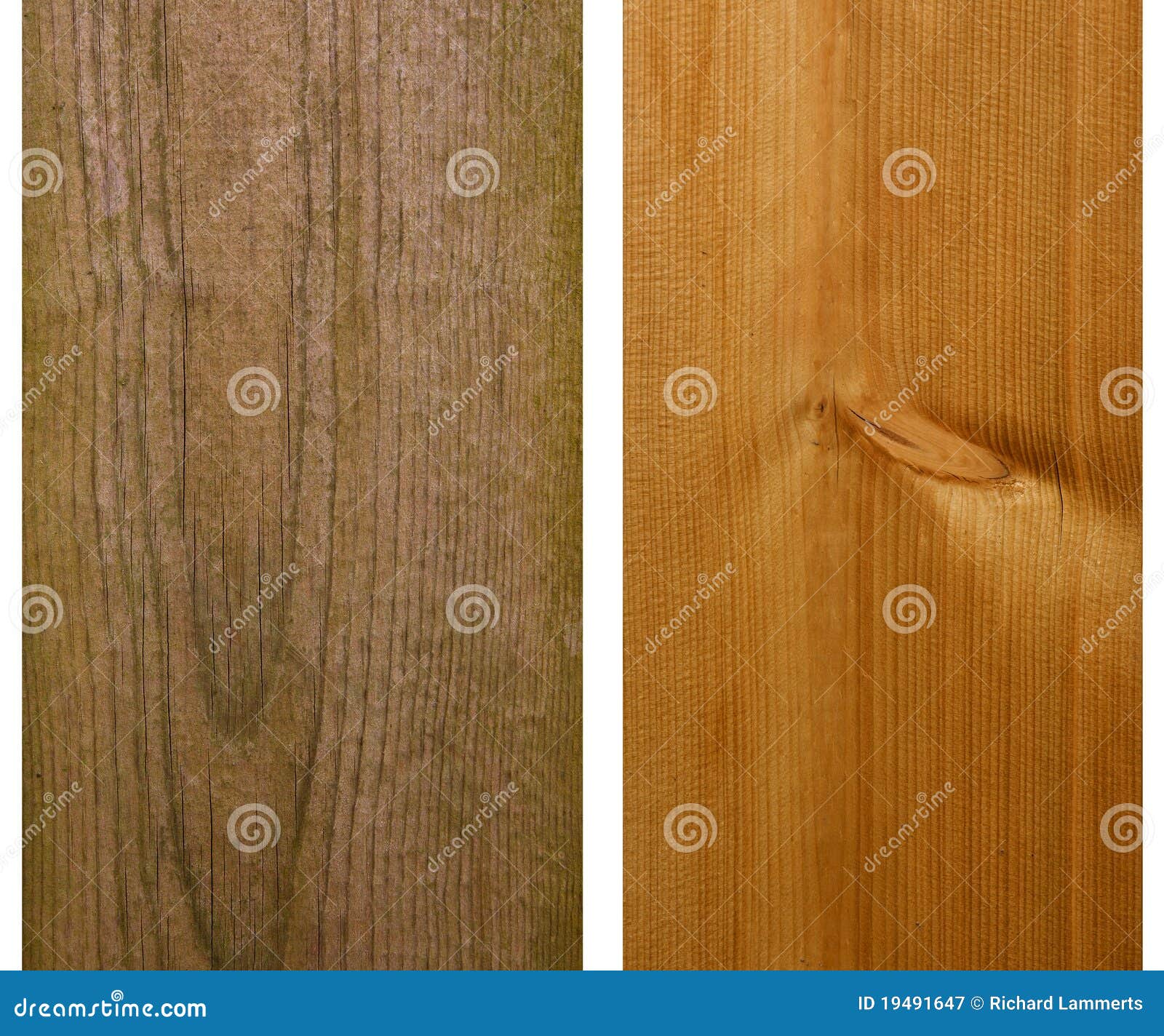 Pinewood Timber, New and Weathered Stock Image - Image of weathered ...