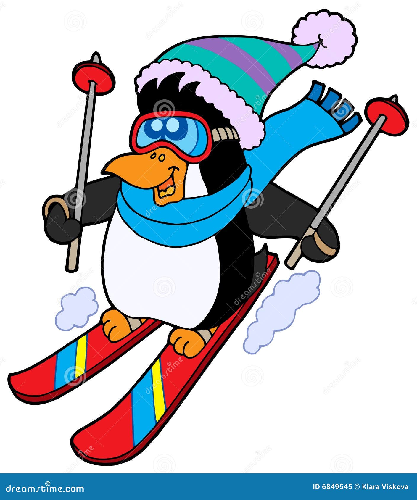 Pingüino lindo del esquí ilustración del vector. Ilustración de ...