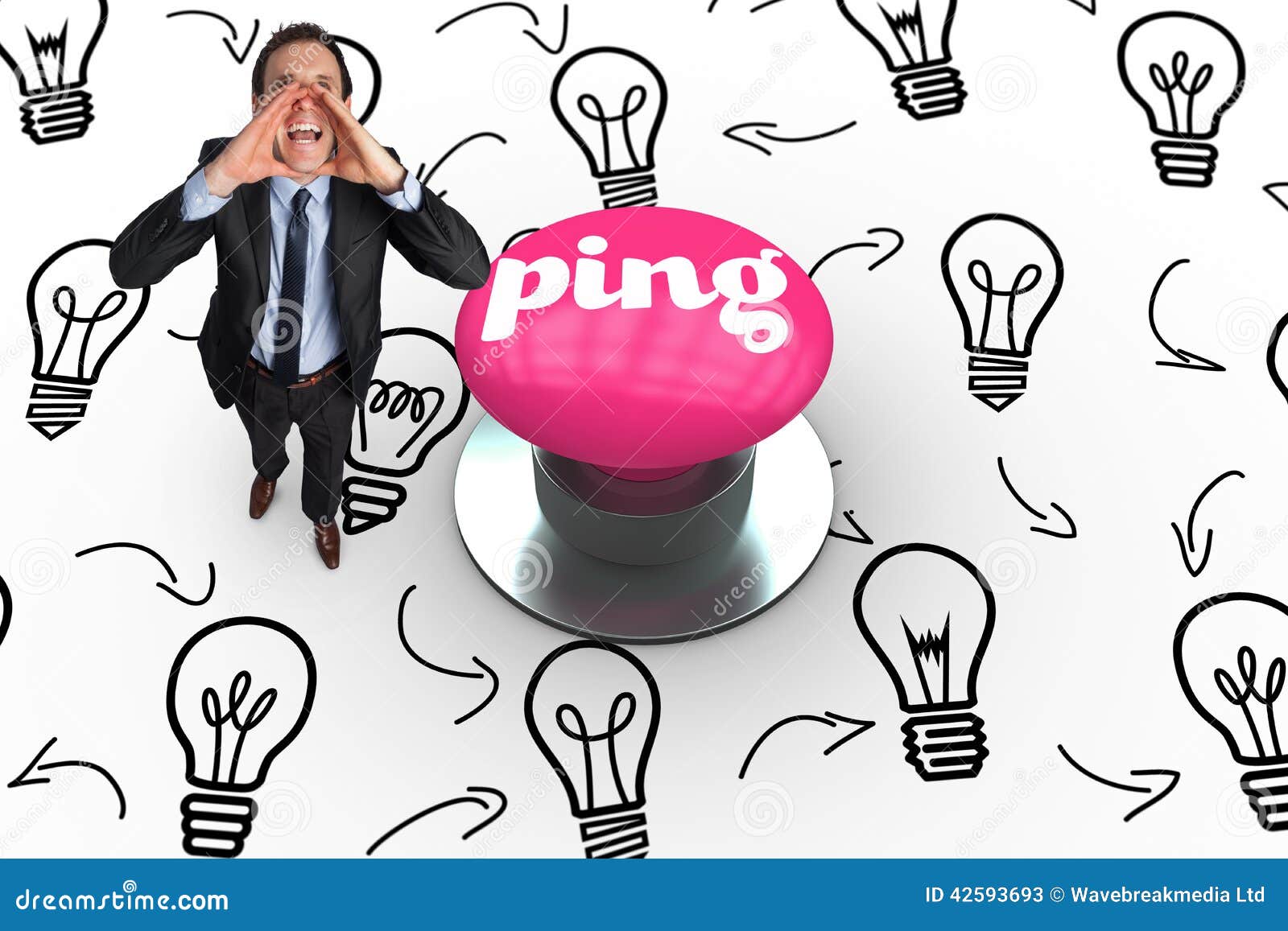 Ping Against Pink Push Button Stock Illustration - Illustration of bulb ...