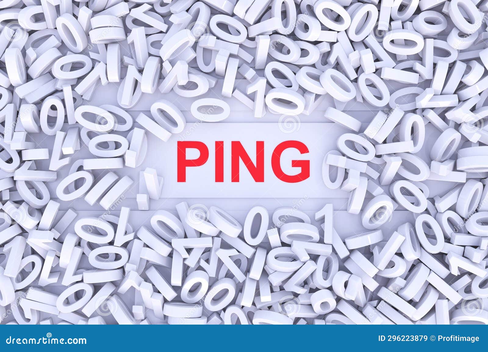 PING Concept with Scattered Binary Code 3D Stock Illustration ...