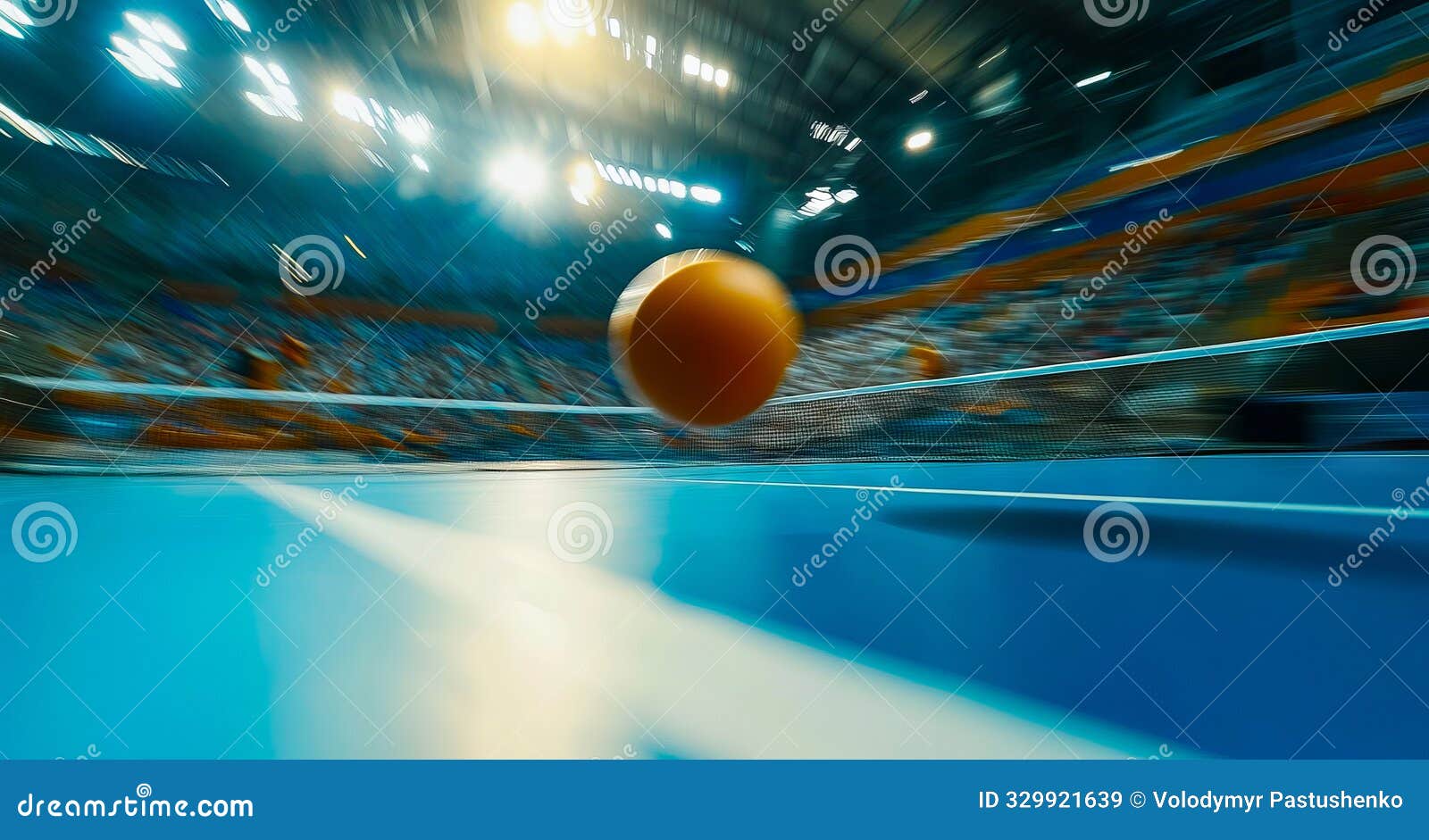 A Ping Pong Ball is Flying through the Air in Front of a Net Stock ...