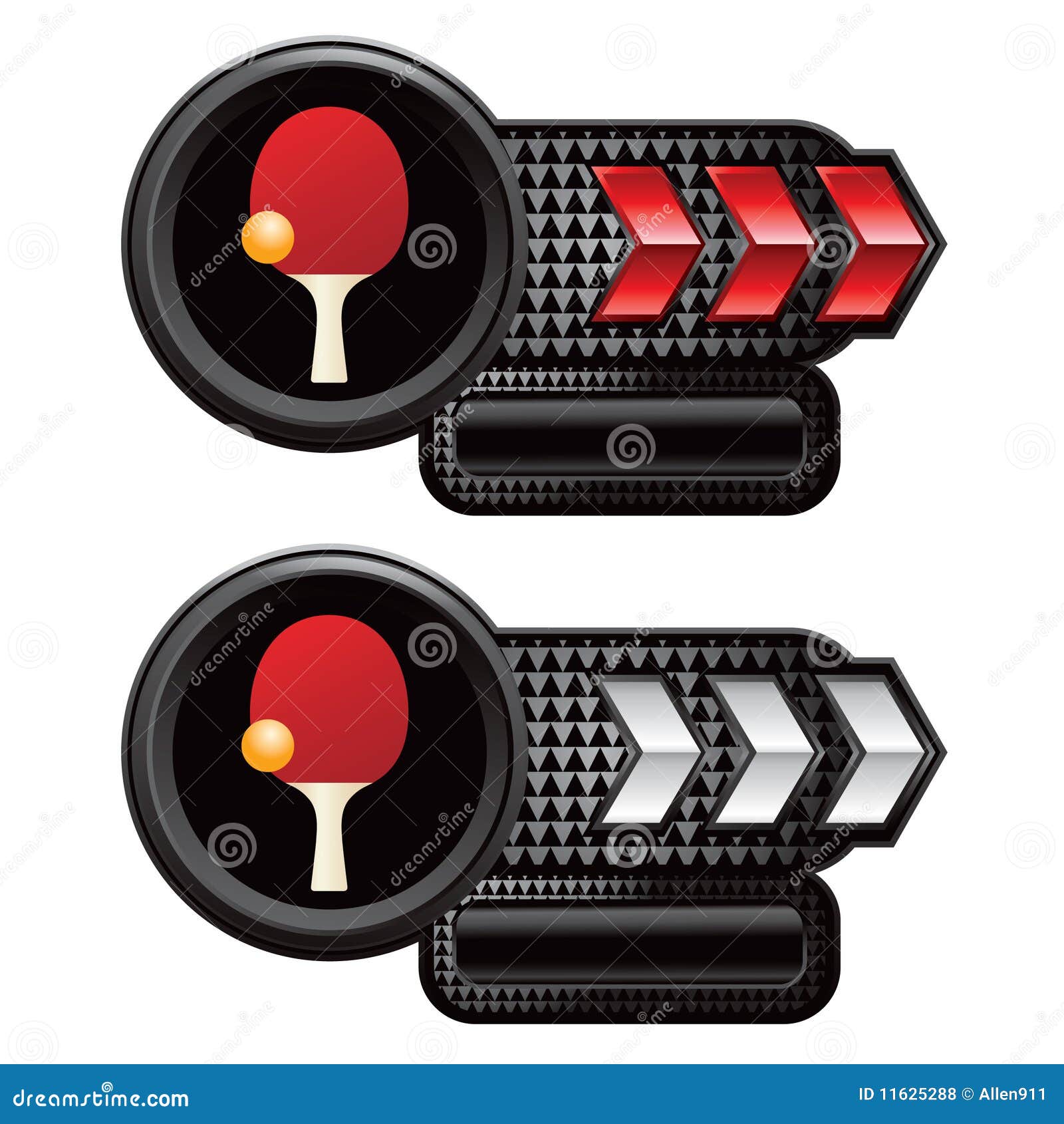 Ping Pong Ball and Paddle on Arrow Banners Stock Vector - Illustration ...