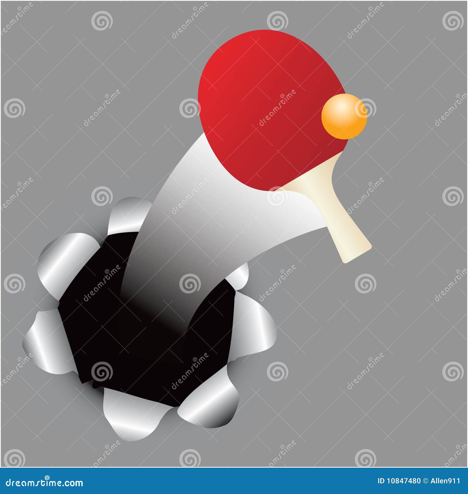 Ping Pong Ball and Paddle Coming Out of Hole Stock Vector ...