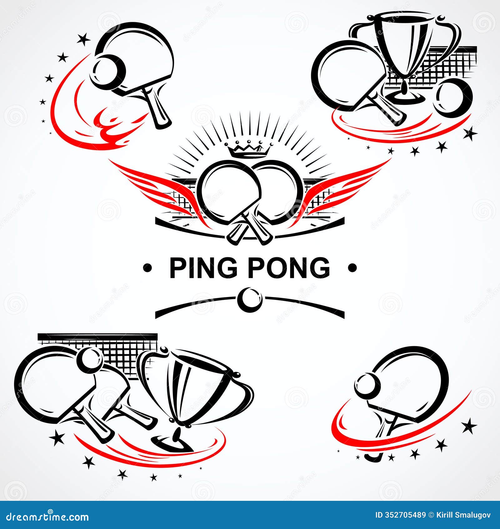 Ping Pong Labels and Icon Set. Collection Icons Ping Pong Stock ...
