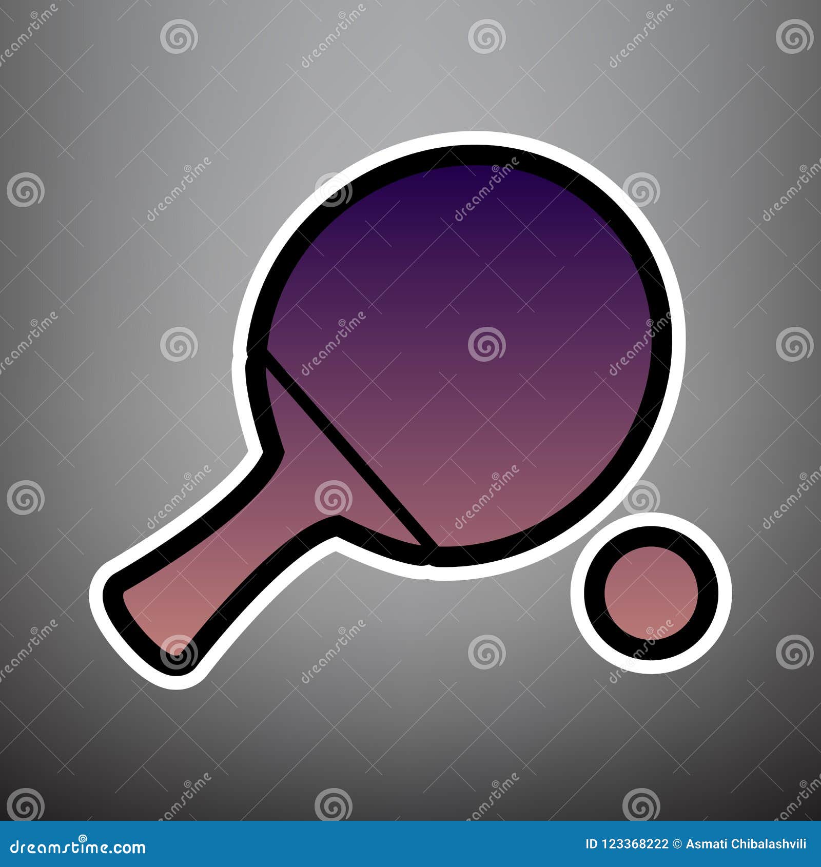 Ping Pong Paddle with Ball. Vector Stock Vector - Illustration of sign ...