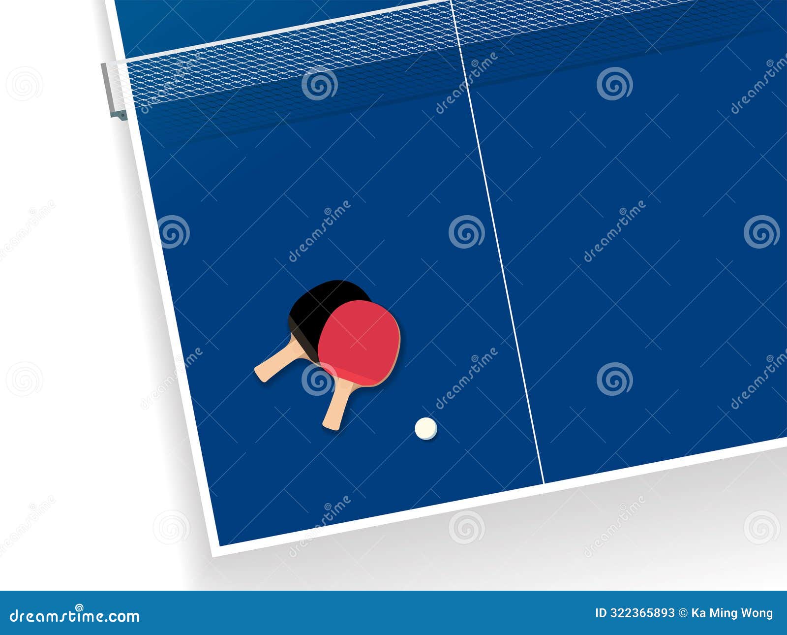 Daily A003 Ping Pong Paddle and Table Horizontal Vector Illustration ...