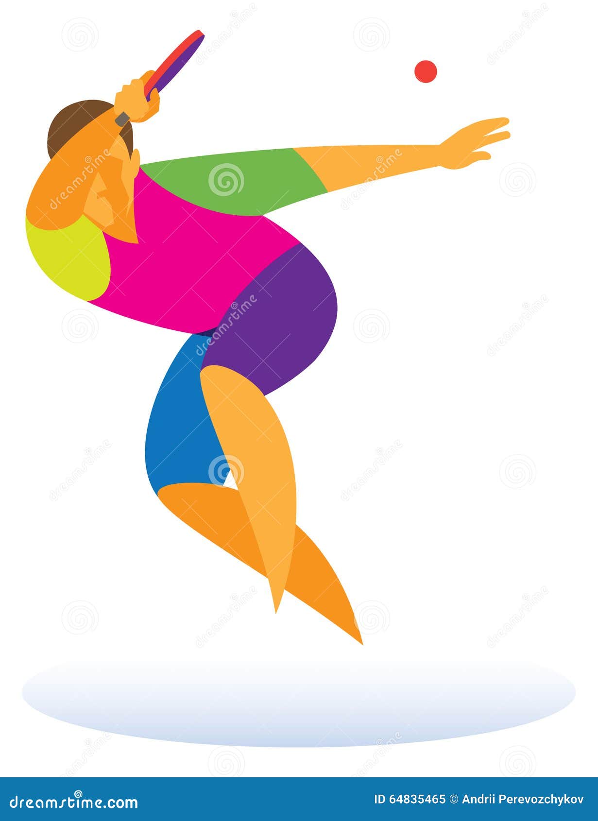 Ping Pong Player in the Jump Takes the Ball Stock Vector - Illustration ...