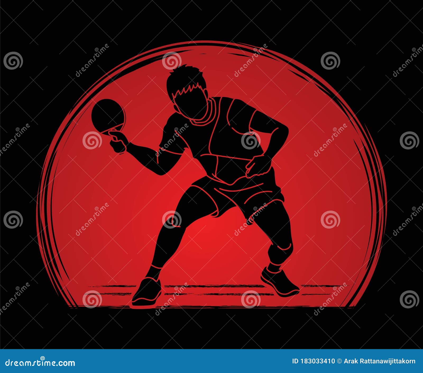 Ping Pong Player, Table Tennis Action Cartoon Graphic Vector Stock ...