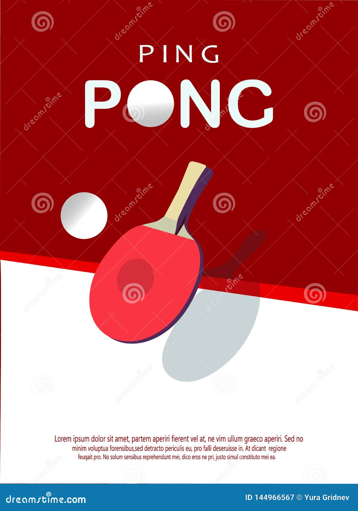 Ping Pong Poster Template Table And Rackets For Ping Pong Vector