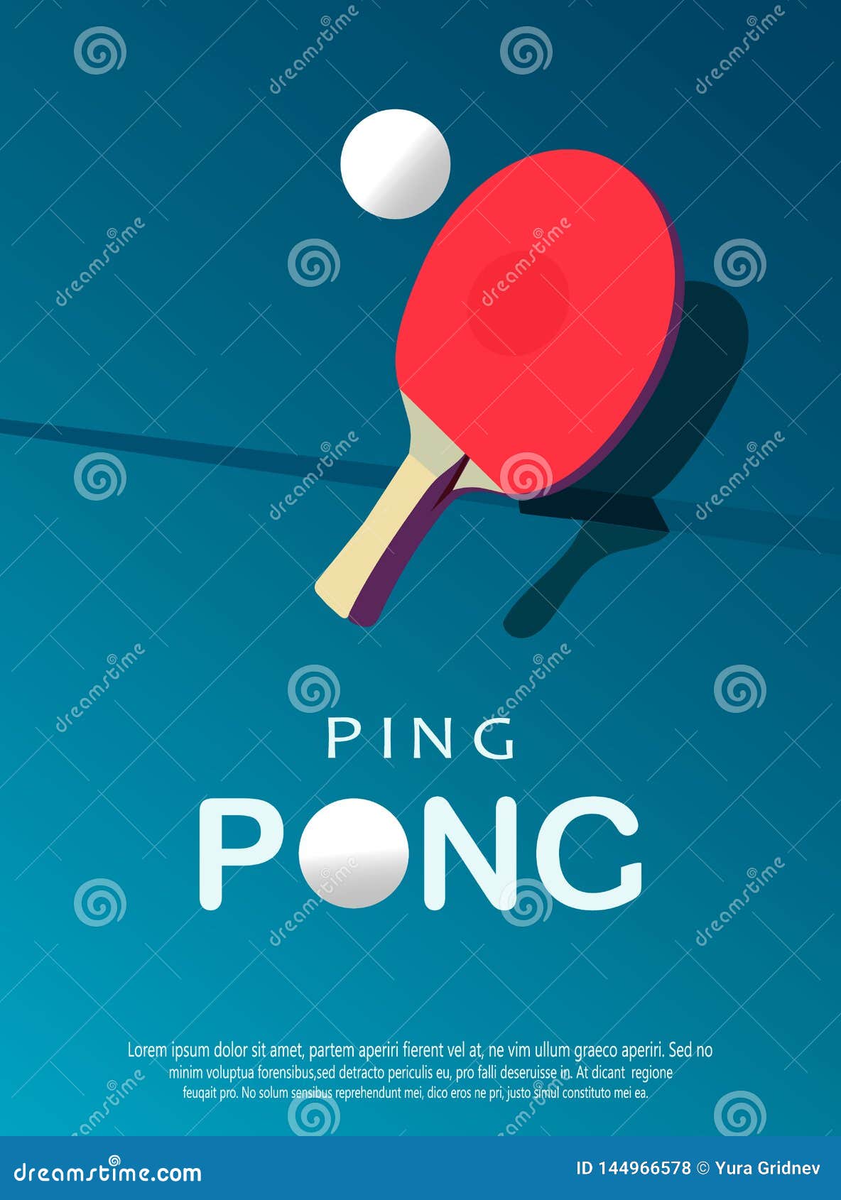 Ping Pong Poster Template. Table and Rackets for Ping-pong. Vector ...