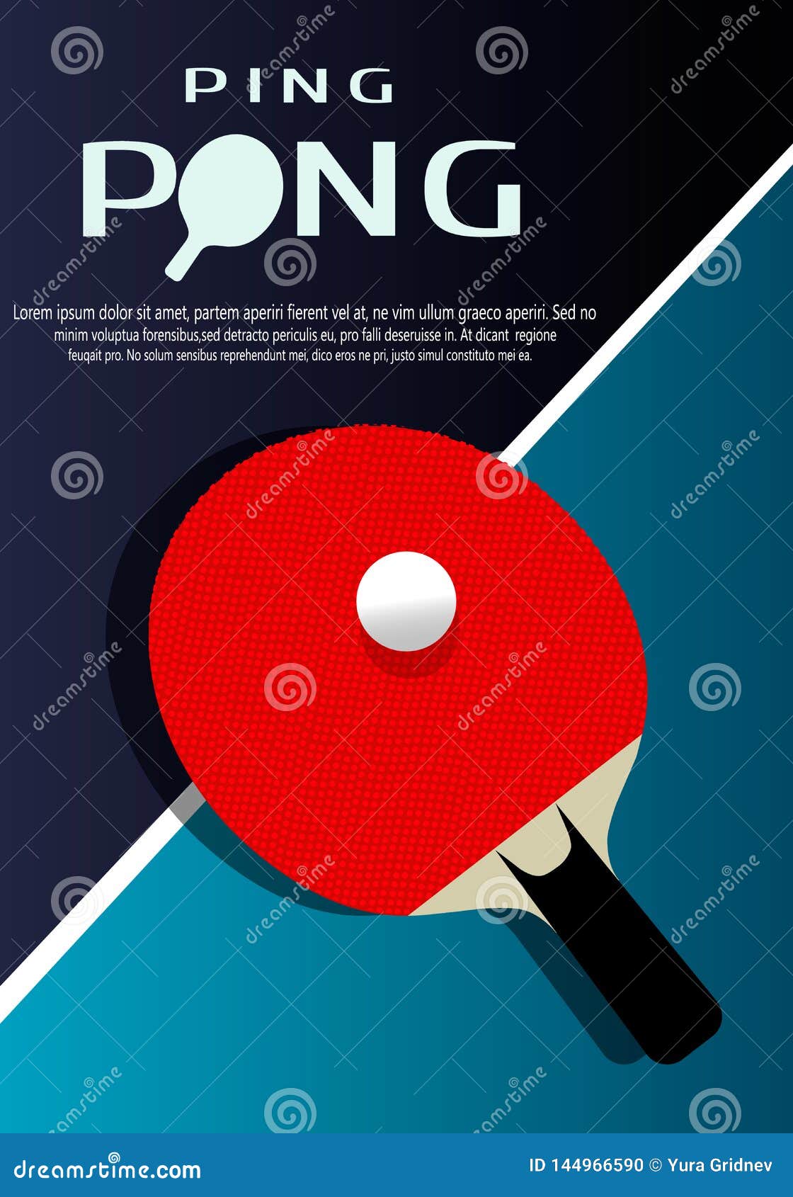 Ping Pong Poster Template Table And Rackets For Ping Pong Vector