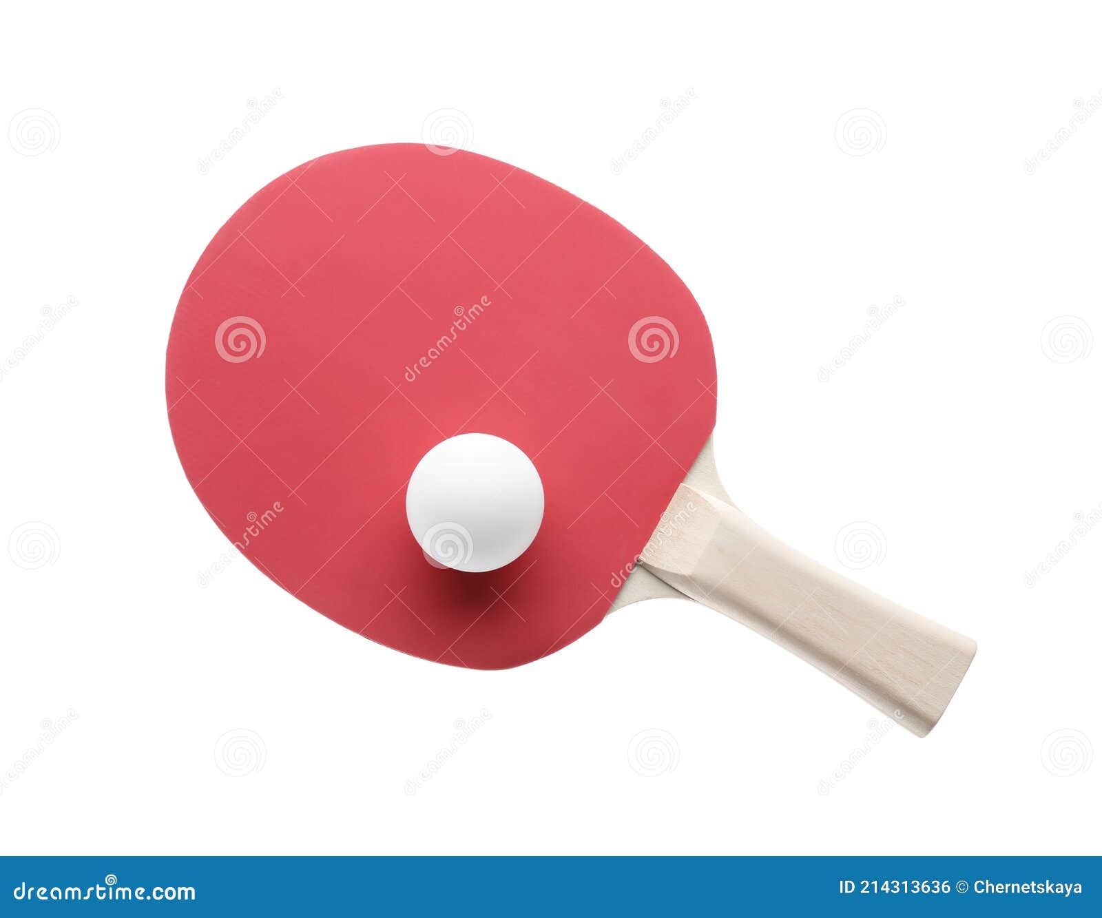 Ping Pong Racket and Ball Isolated on White, Top View Stock Photo ...