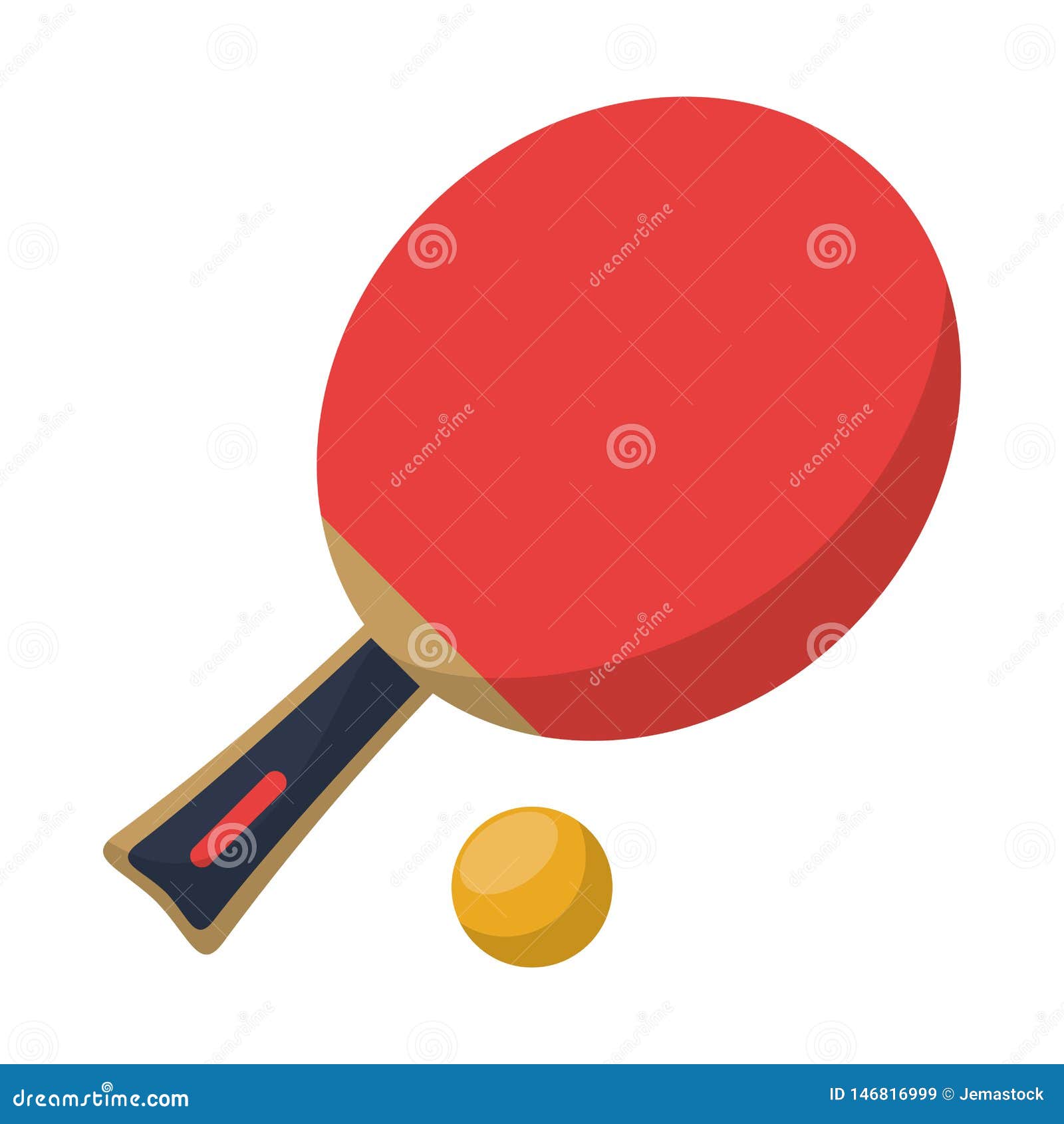 Ping pong racket and ball stock vector. Illustration of player - 146816999