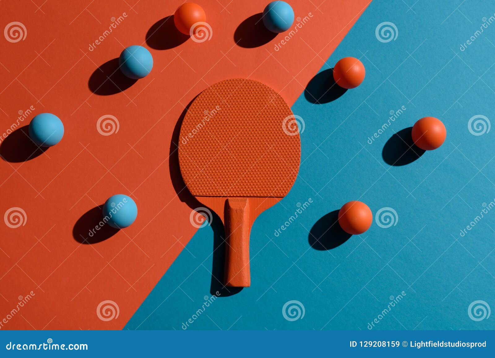 Ping pong racket and balls stock image. Image of equipment - 129208159