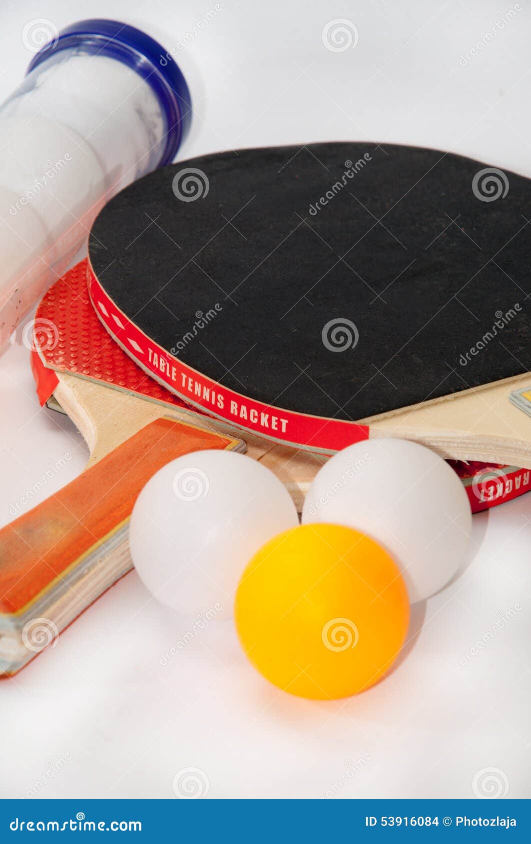 Ping Pong Rackets with Package of Balls Stock Photo - Image of games ...