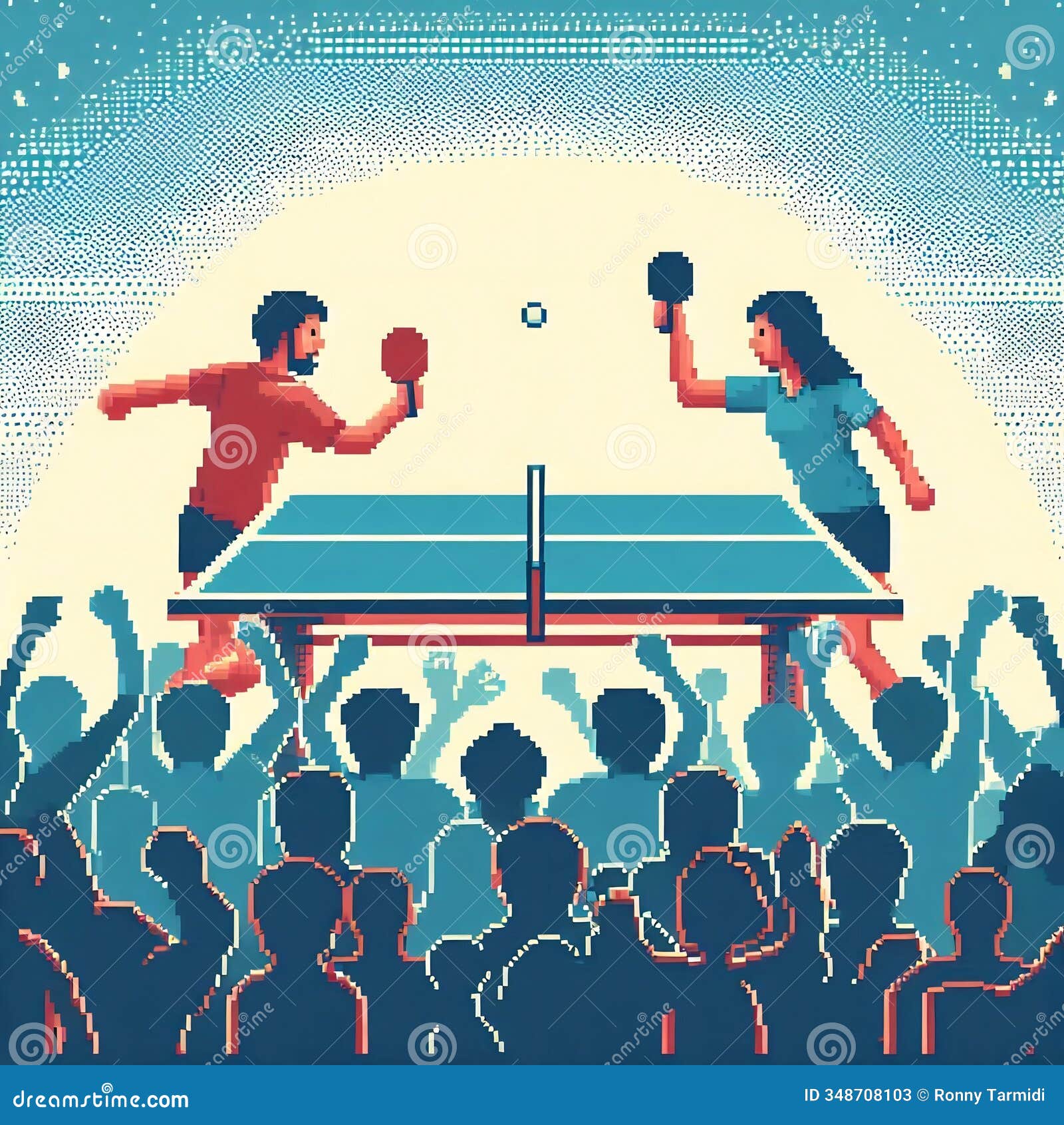 Ping pong sport, pixel art stock illustration. Illustration of ping ...