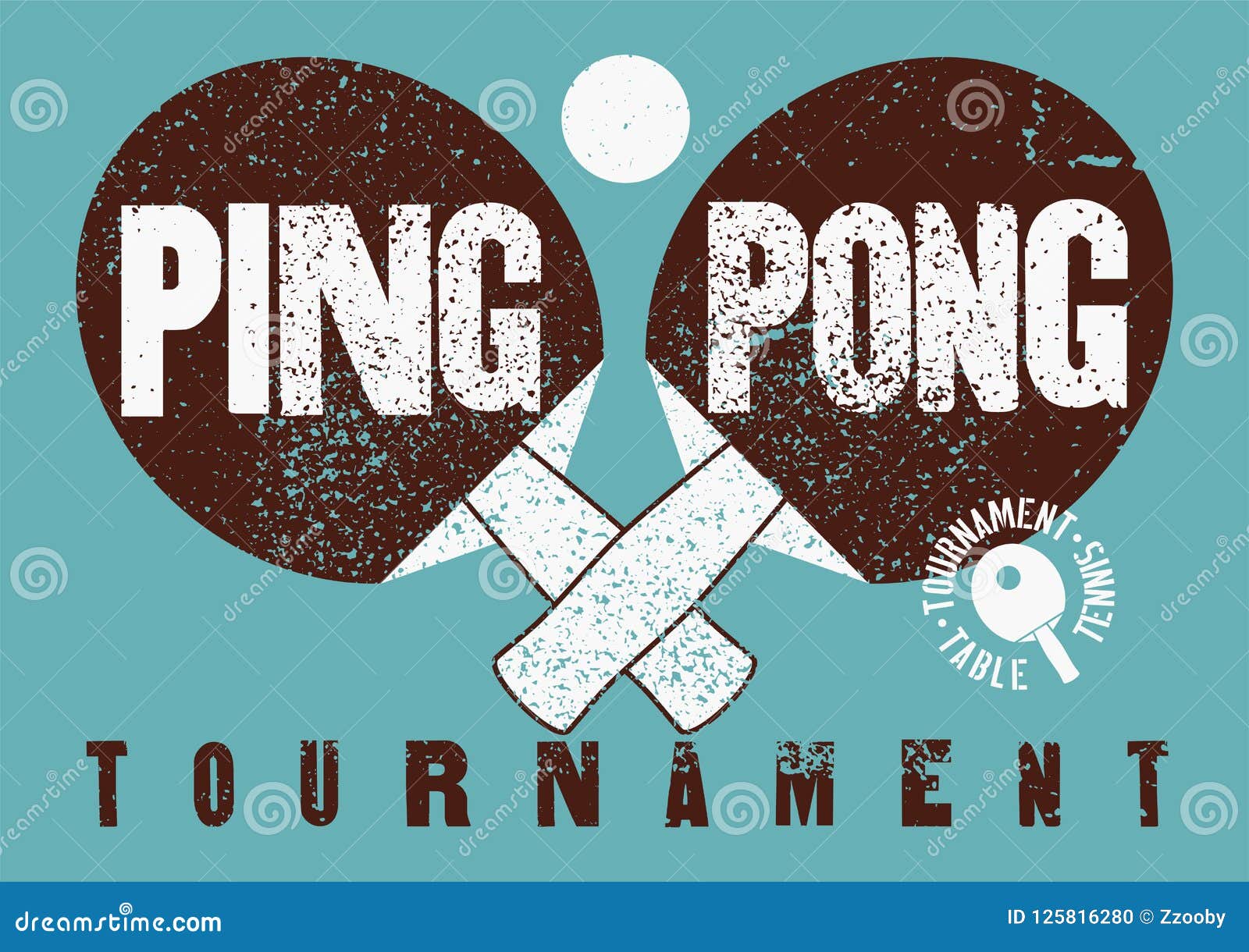 Ping Pong Typographical Vintage Grunge Style Poster Retro Illustration