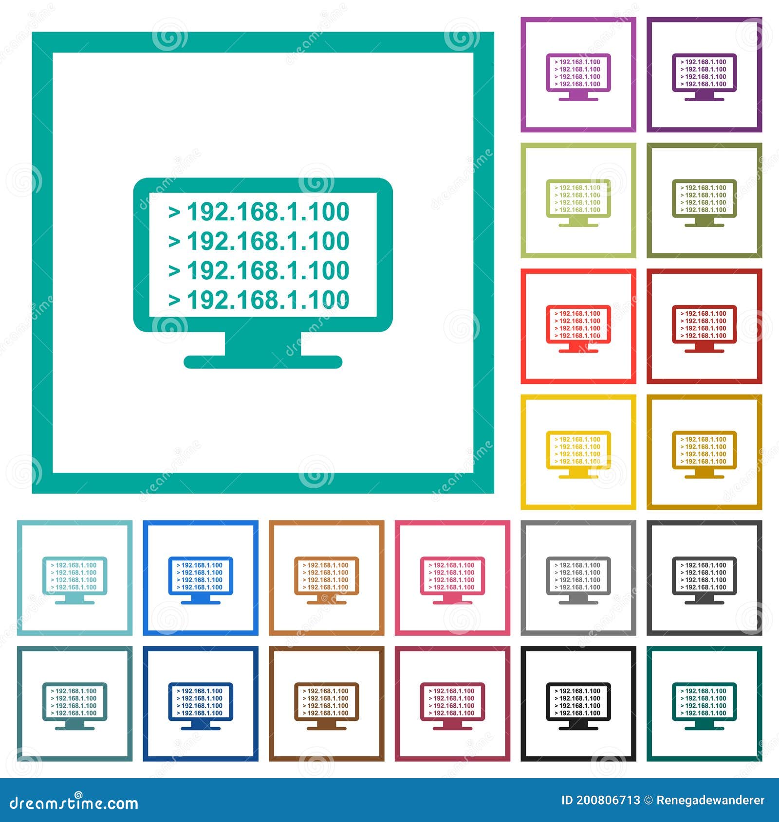 Ping Remote Computer Flat Color Icons with Quadrant Frames Stock Vector ...