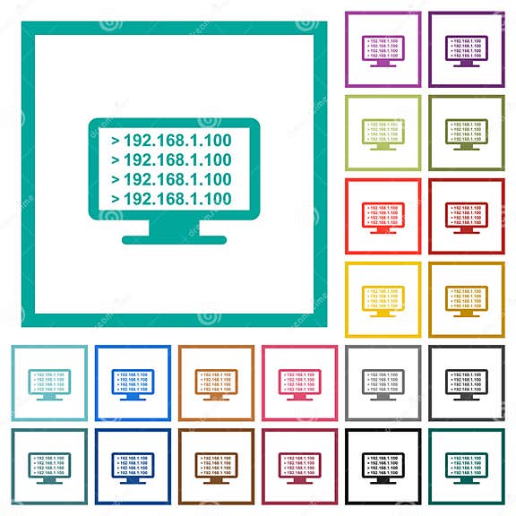 Ping Remote Computer Flat Color Icons with Quadrant Frames Stock Vector ...
