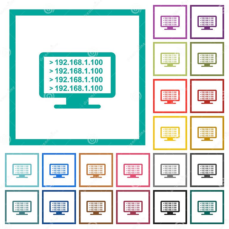 Ping Remote Computer Flat Color Icons with Quadrant Frames Stock Vector ...