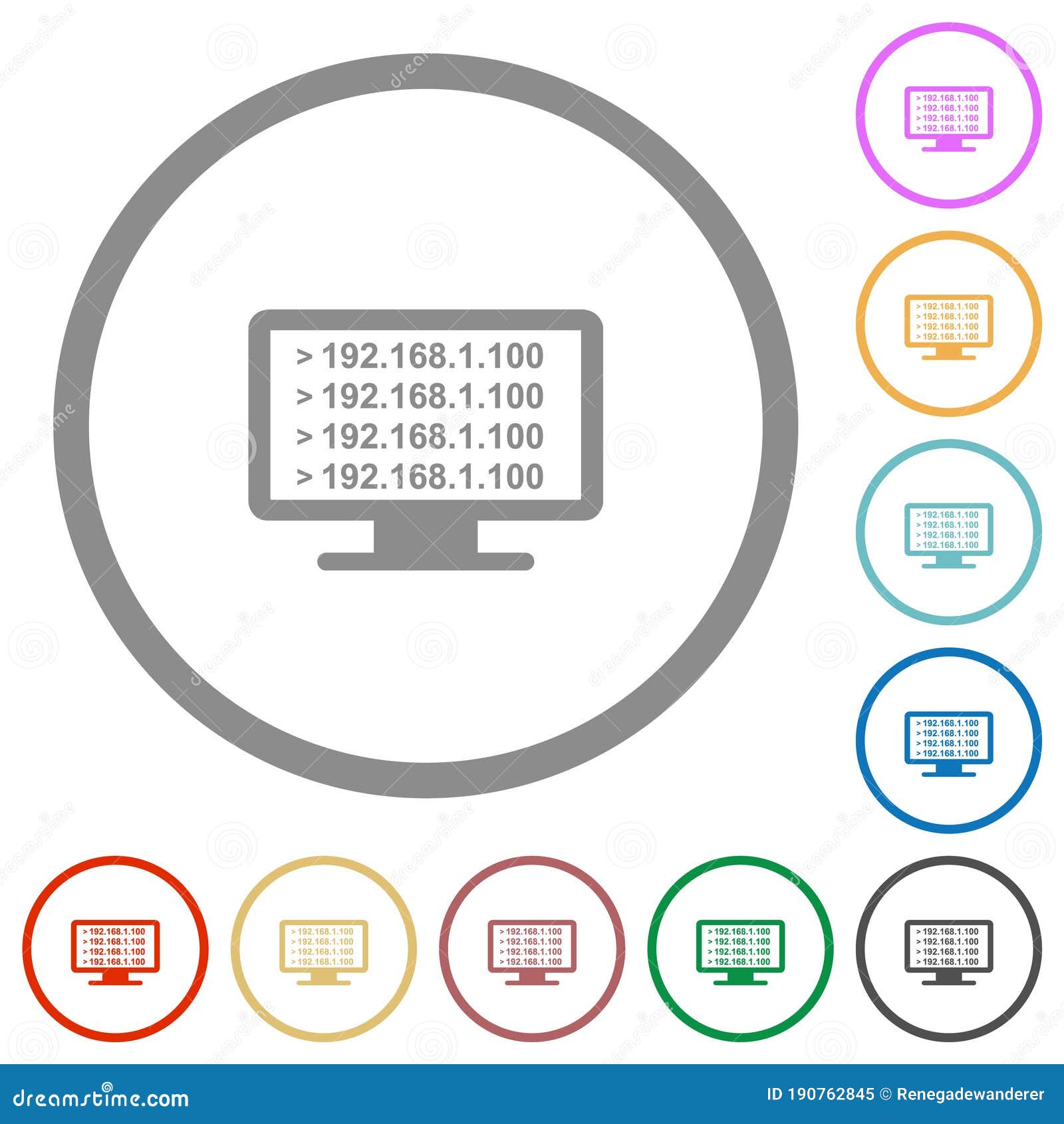 Ping Remote Computer Flat Icons with Outlines Stock Vector ...