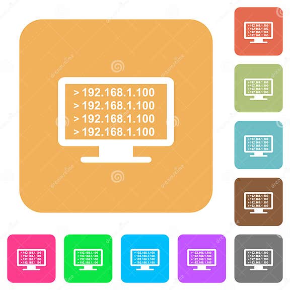 Ping Remote Computer Rounded Square Flat Icons Stock Vector ...