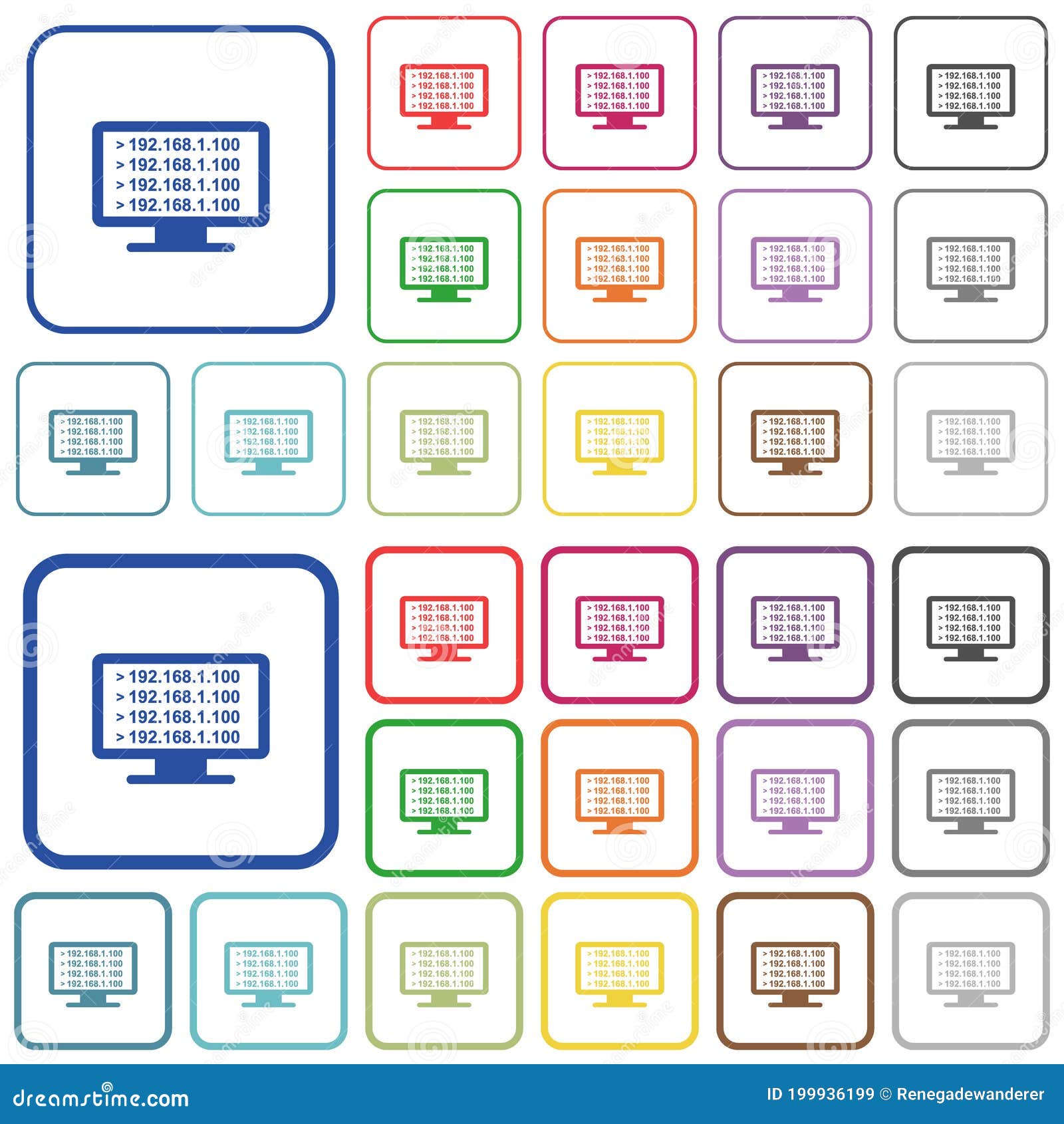 Ping Remote Computer Outlined Flat Color Icons Stock Vector ... Ping Remote Computer Outlined Flat Color Icons Stock Vector ...