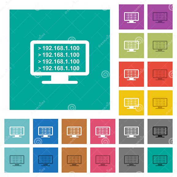 Ping Remote Computer Square Flat Multi Colored Icons Stock Vector ...