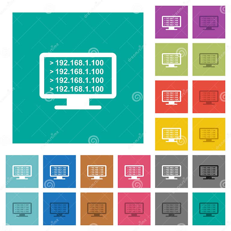 Ping Remote Computer Square Flat Multi Colored Icons Stock Vector ...