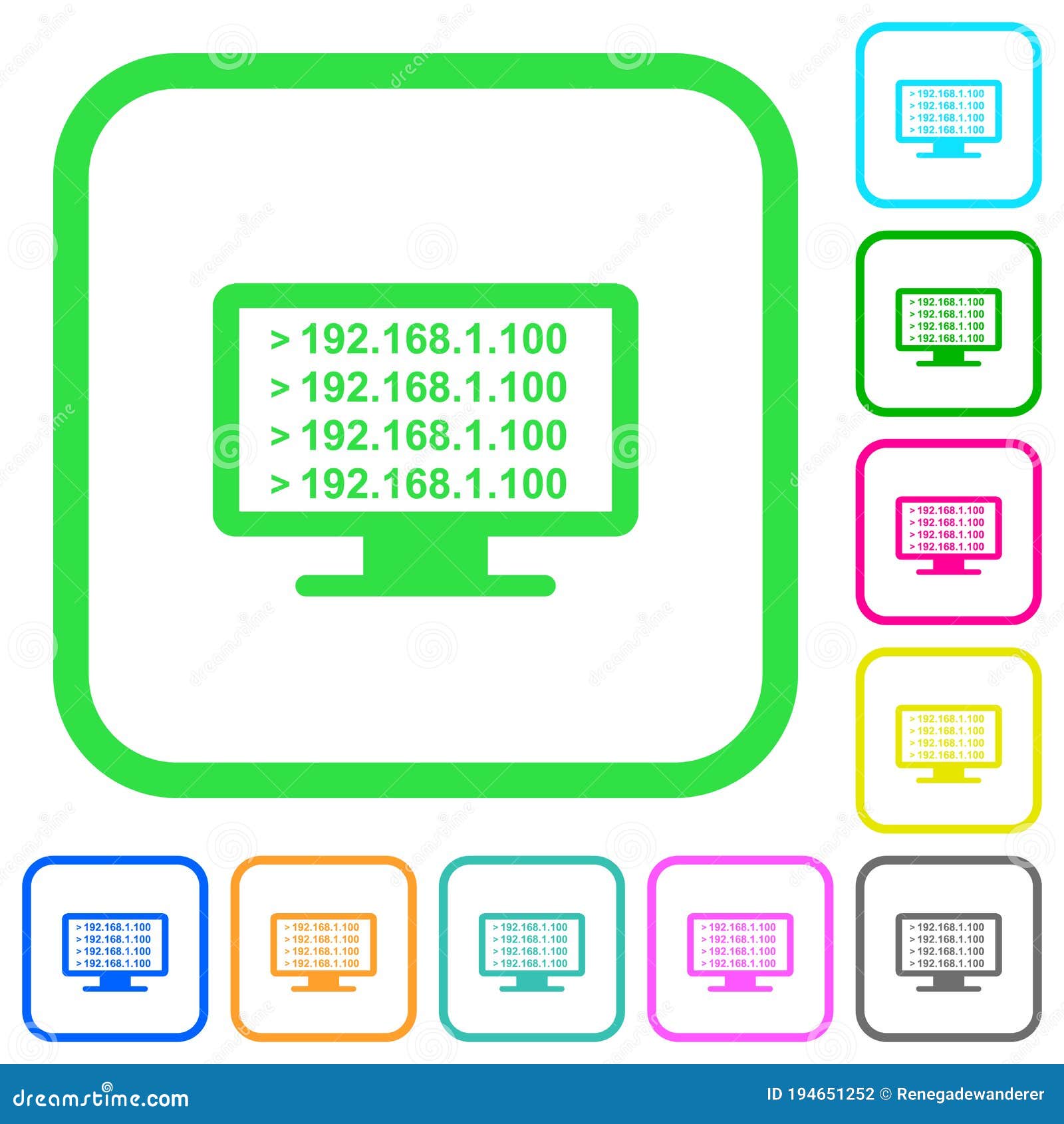 Ping Remote Computer White Icons On Edged Square Buttons Vector ...