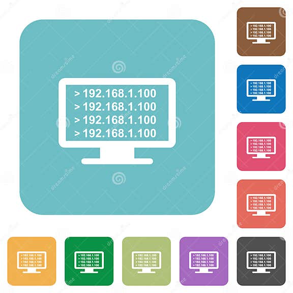 Ping Remote Computer Rounded Square Flat Icons Stock Vector ...