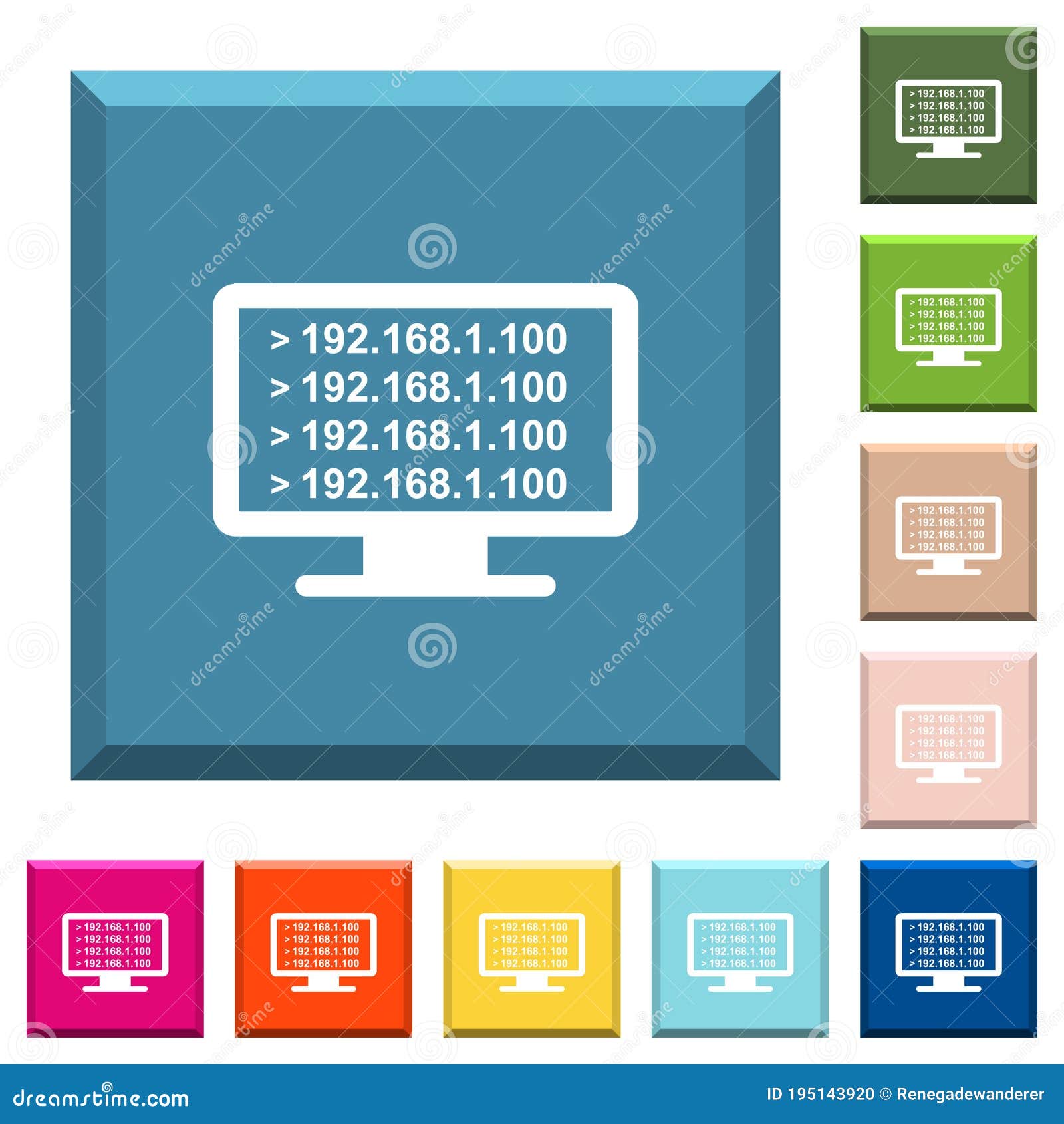 Ping Remote Computer White Icons on Edged Square Buttons Stock Vector ...