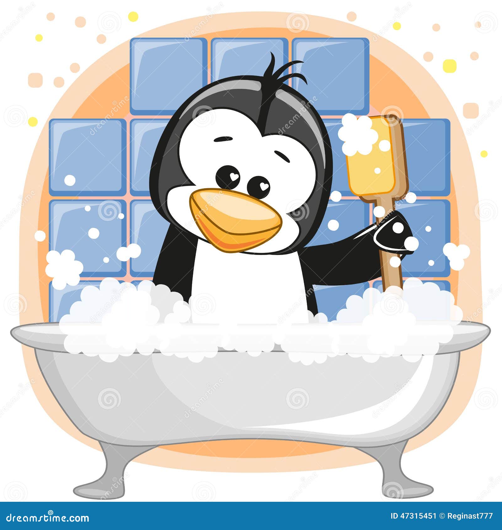 Pinguim bonito ilustração do vetor. Ilustração de banheira - 47315451