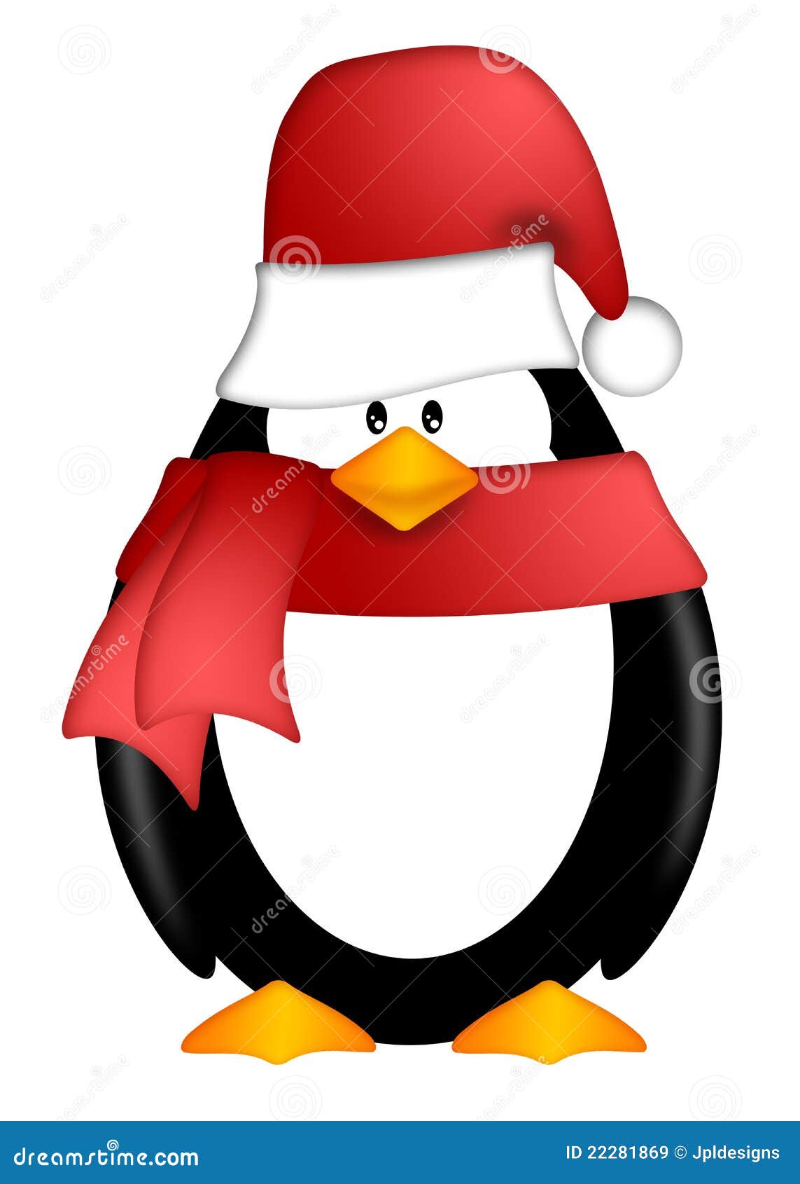 Pinguino Con Il Cappello Della Santa E La Sciarpa Rossa Clipart ...