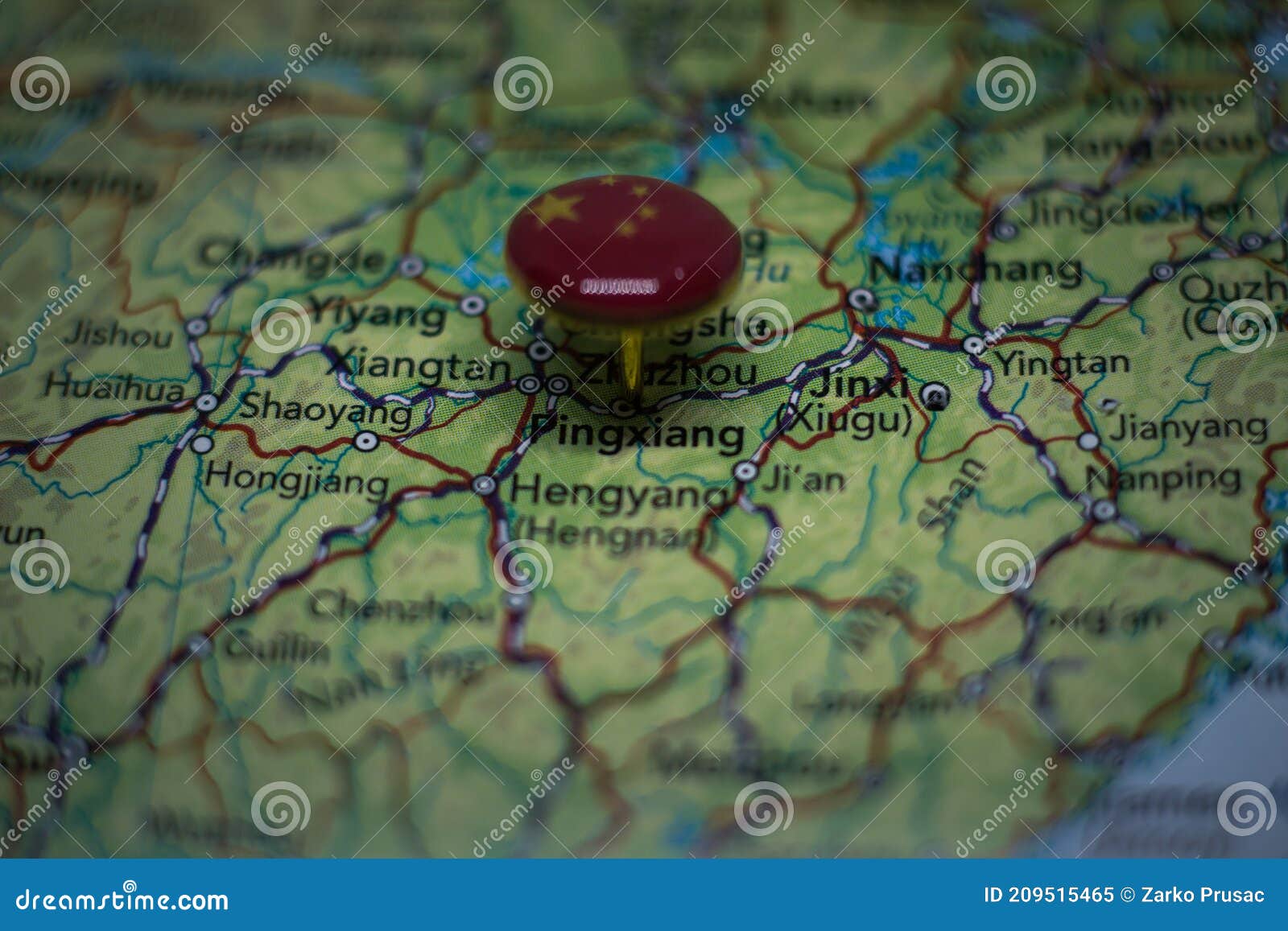 Pingxiang Pinned on a Map with Flag of China Stock Image - Image of ...