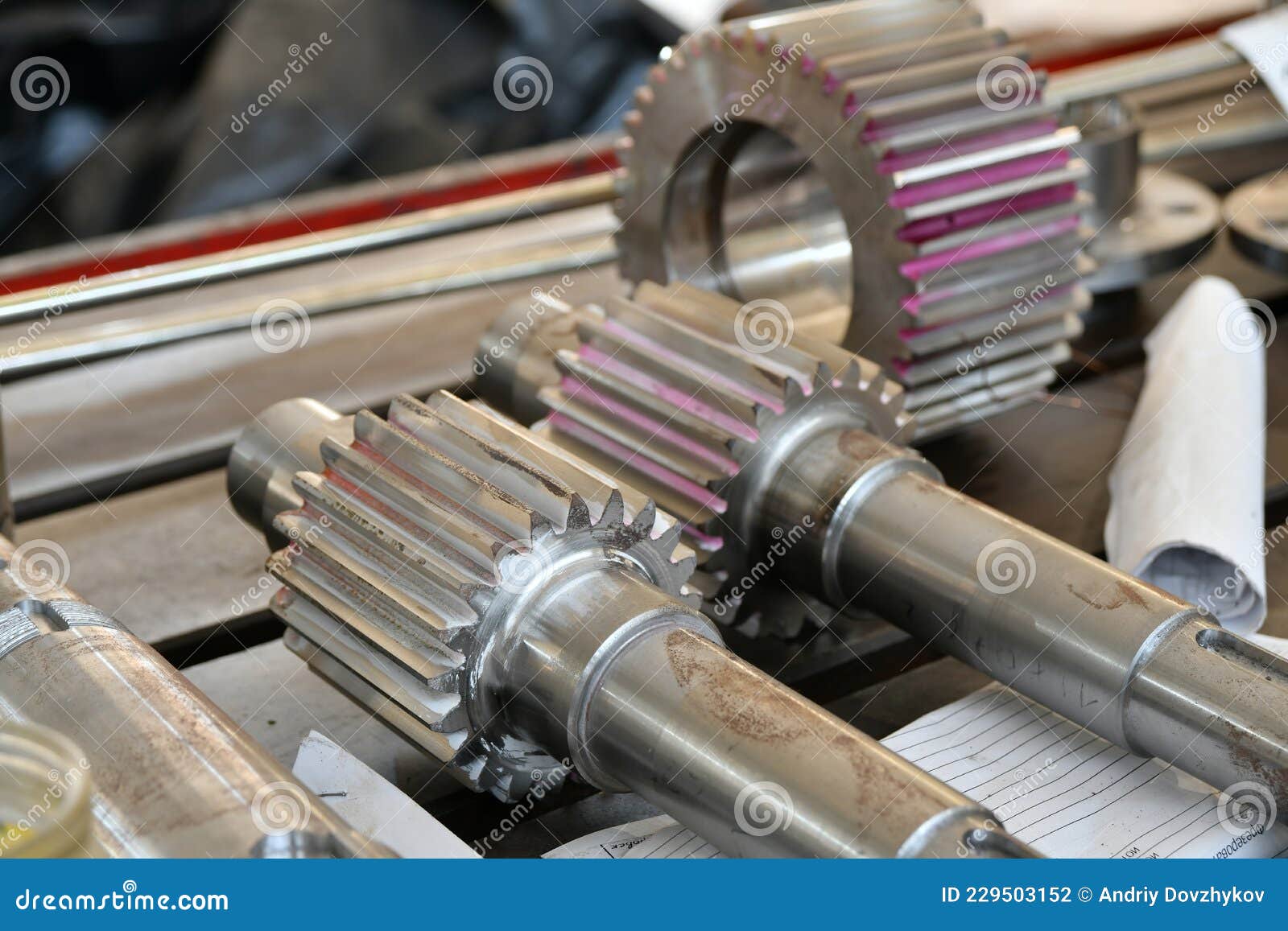 New Pinion Shaft After Fabrication On The Rack Stock Image ...