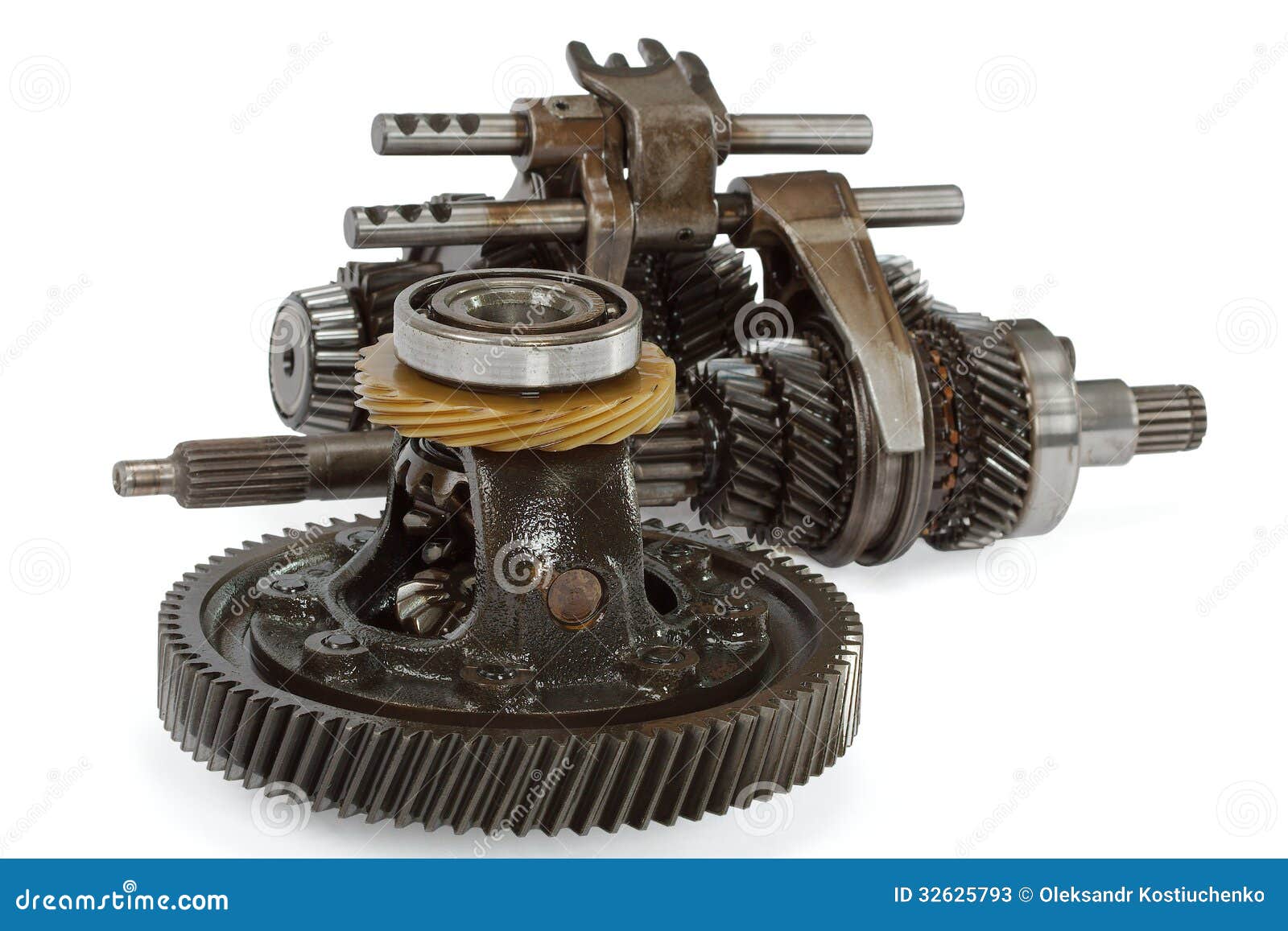 Pinions and Differential from Gearbox, Isolated on White Backg Stock ...