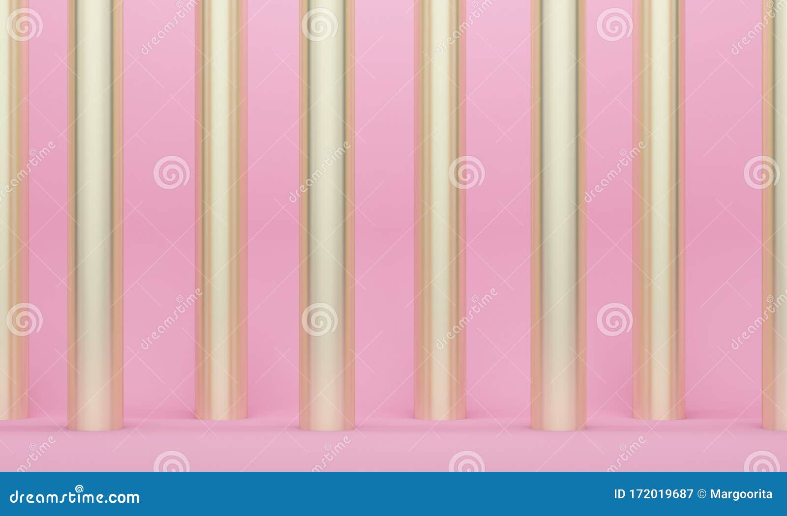 Pink Abstract Background with Golden Columns. 3d Rendering Stock ...