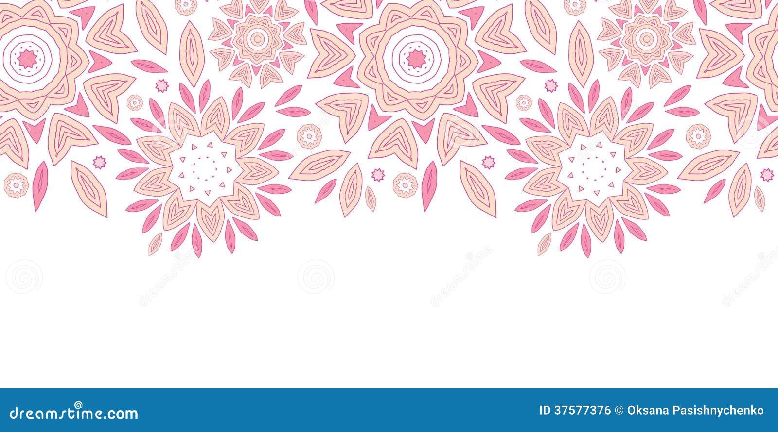 Pink Abstract Flowers Horizontal Seamless Pattern Stock Vector ...