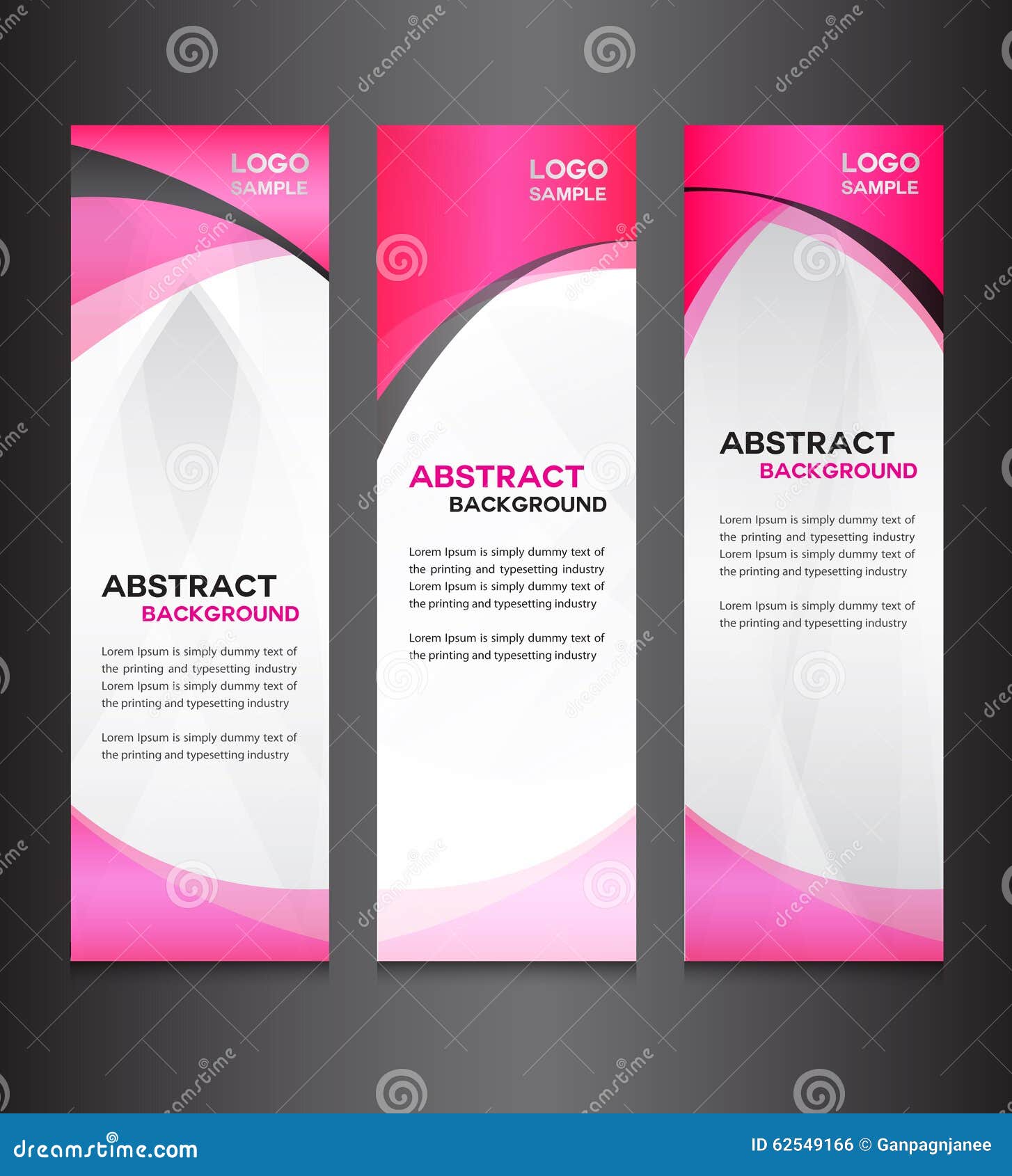 Pink Abstract Horizontal Banner Design Stock Vector - Illustration of ...