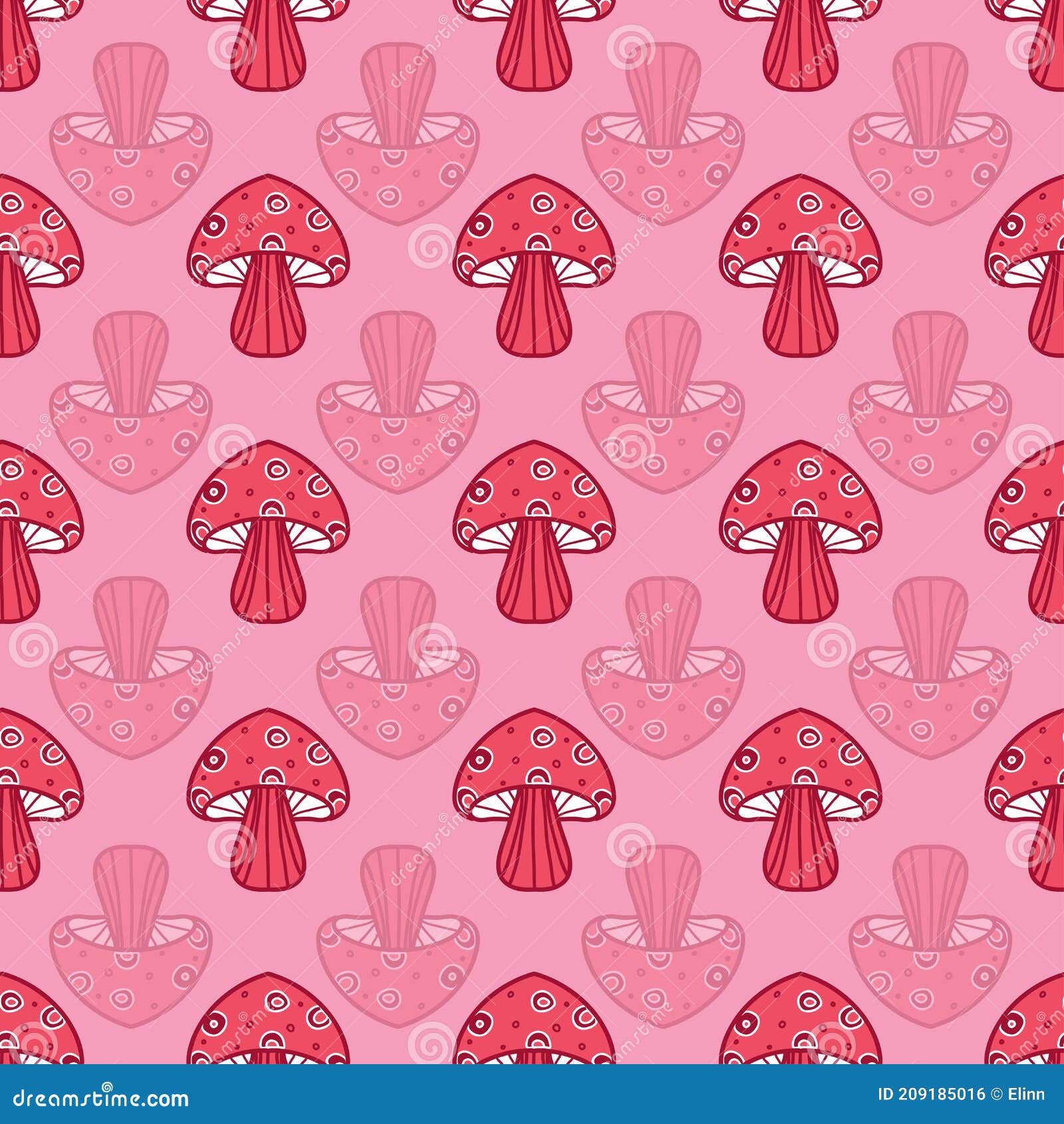 Pink Abstract Mushroom Seamless Pattern Stock Vector - Illustration of ...
