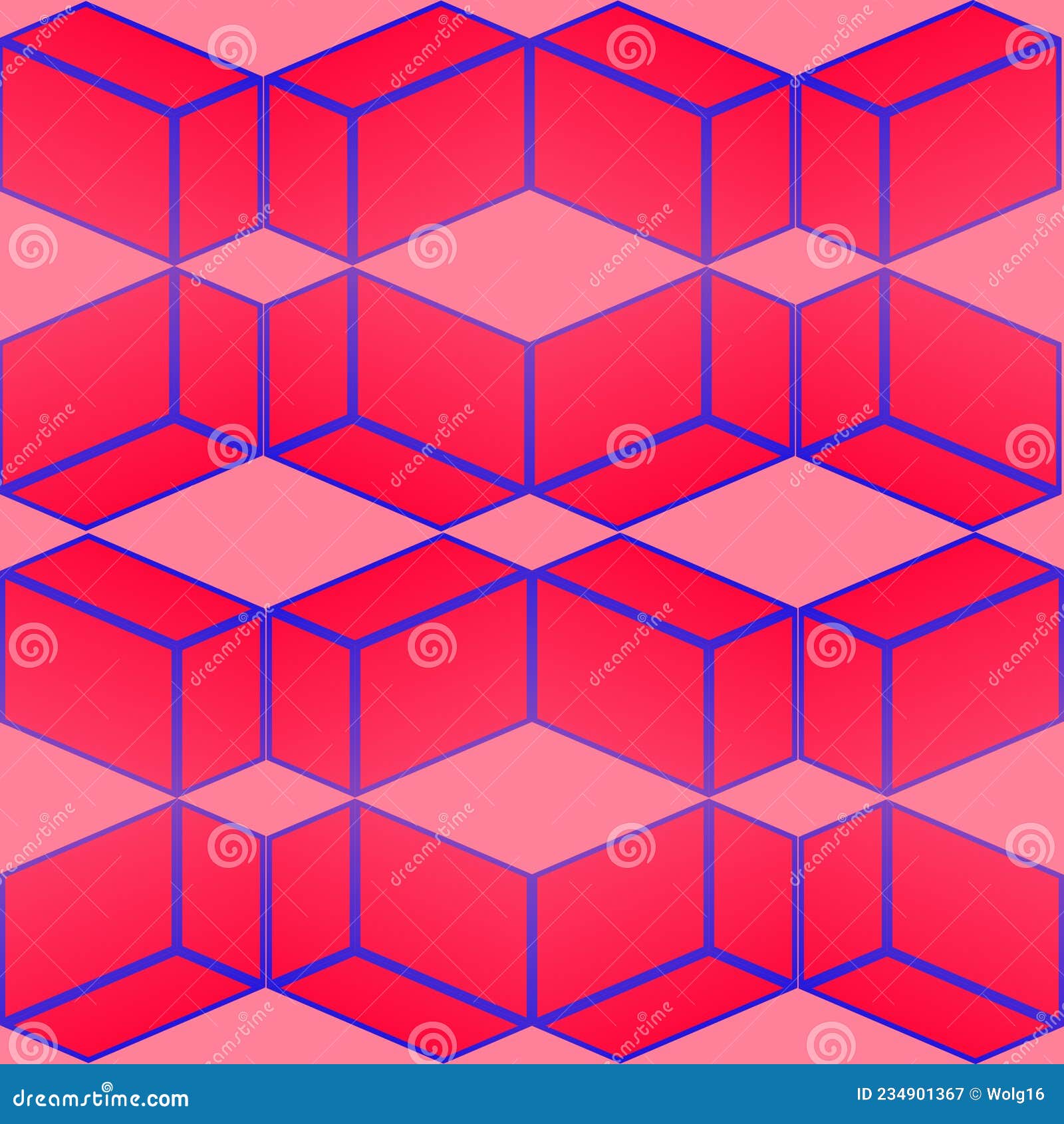 Pink Abstract Seamless Geometric Pattern. Isometric Volumetric Elements ...